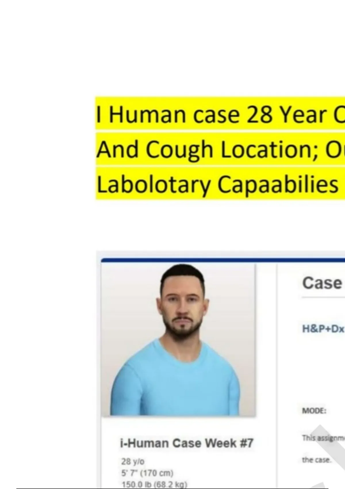 Comprehensive I Human Case A 28 Year-Old Patient With Cough And Fatigue ...