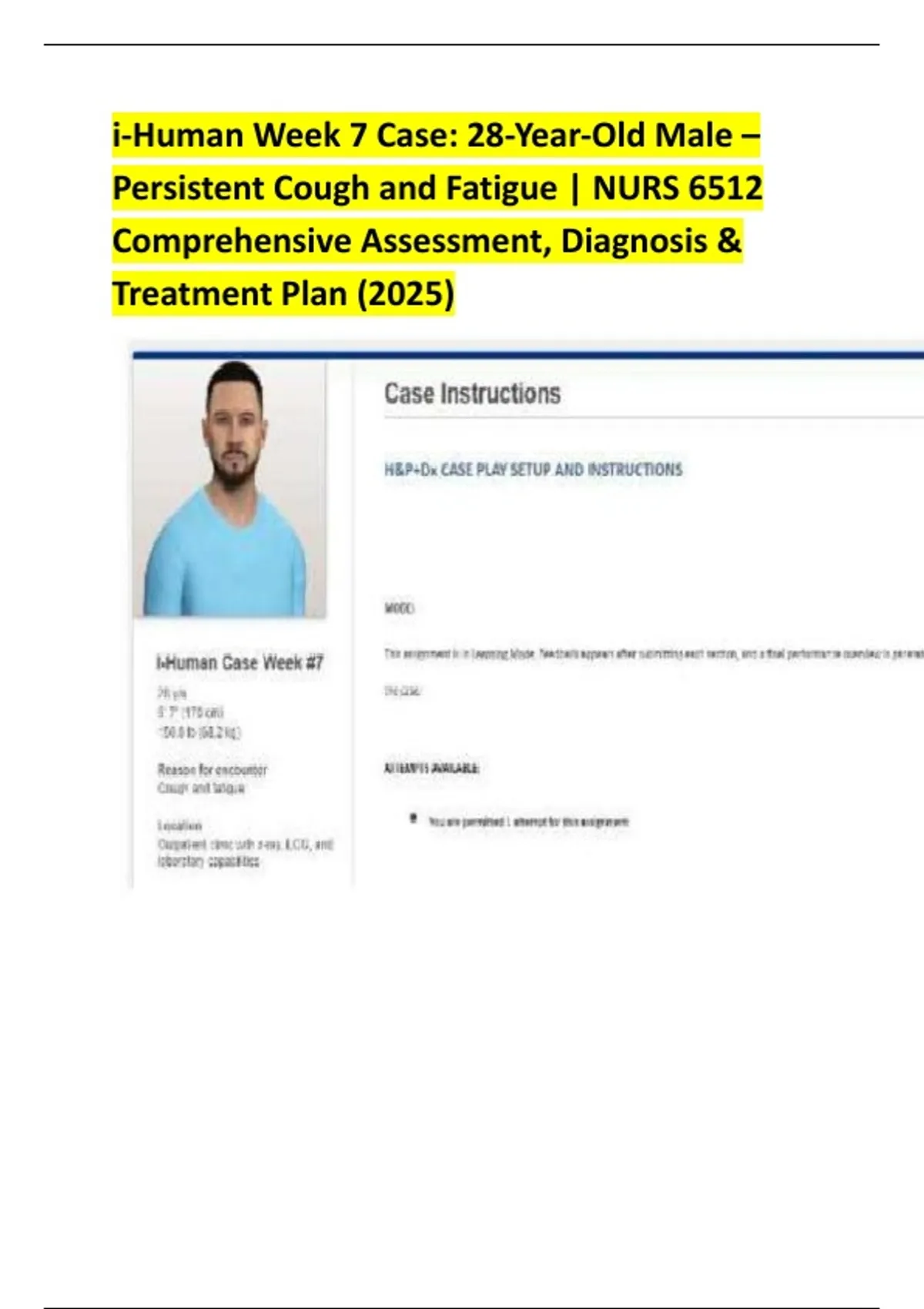 i-Human Week 7 Case: 28-Year-Old Male – Persistent Cough and Fatigue ...