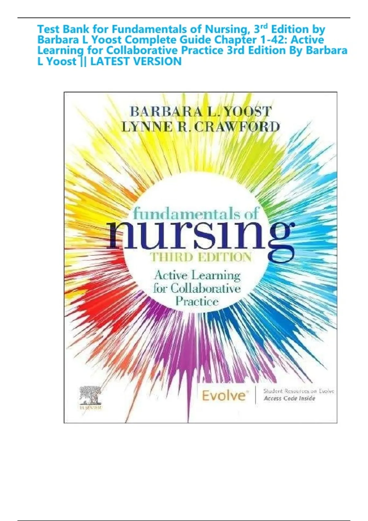 Test Bank for Fundamentals of Nursing, 3rd Edition by Barbara L Yoost ...