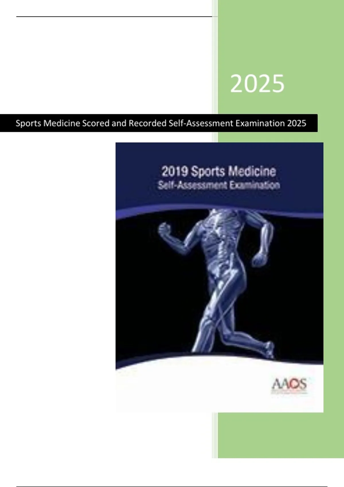 Sports Medicine Scored and Recorded Self-Assessment Examination – 2025 ...