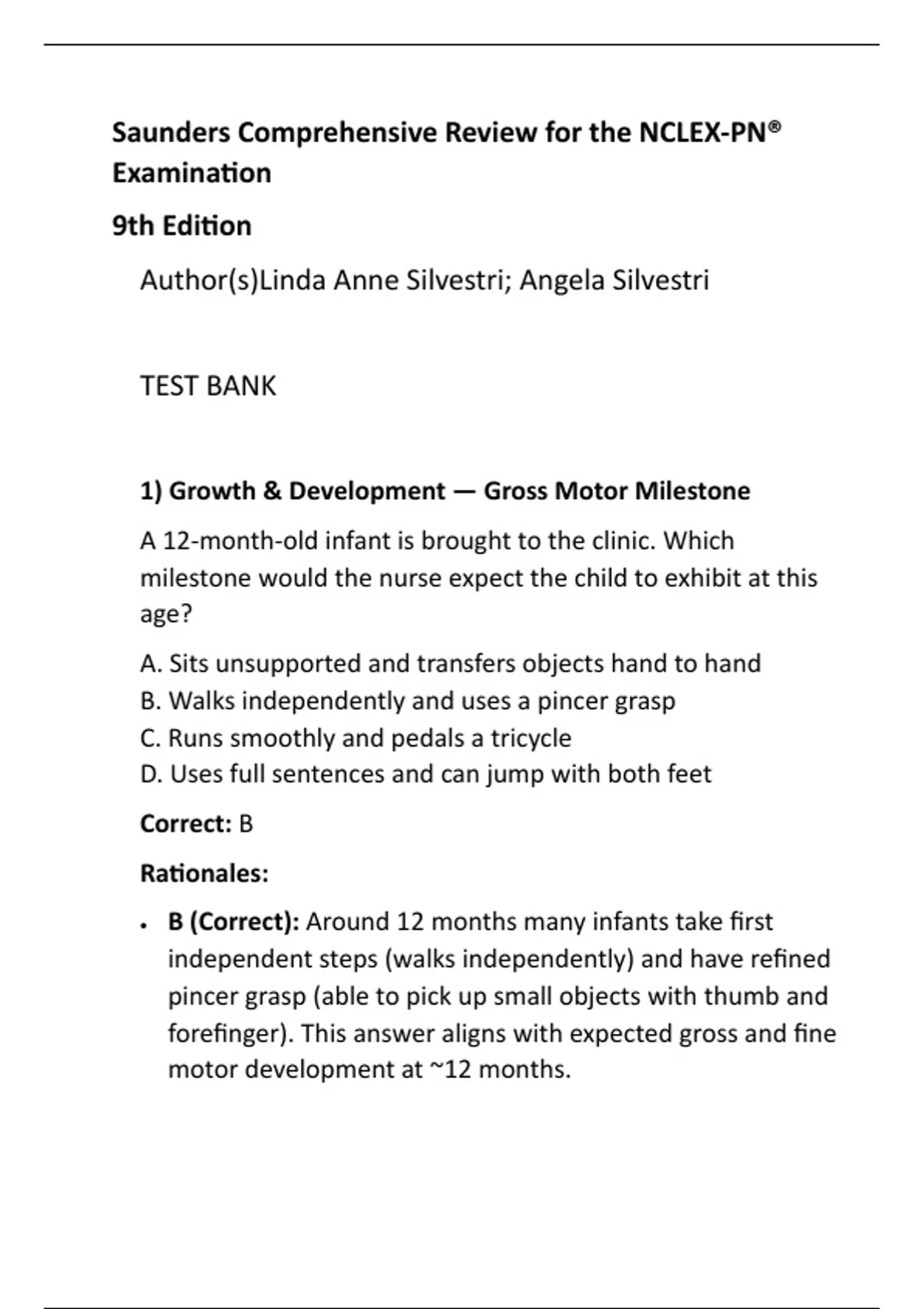 Saunders Pediatric Nursing NCLEX-RN Test Bank 2025 | 250+ NCLEX-Style ...