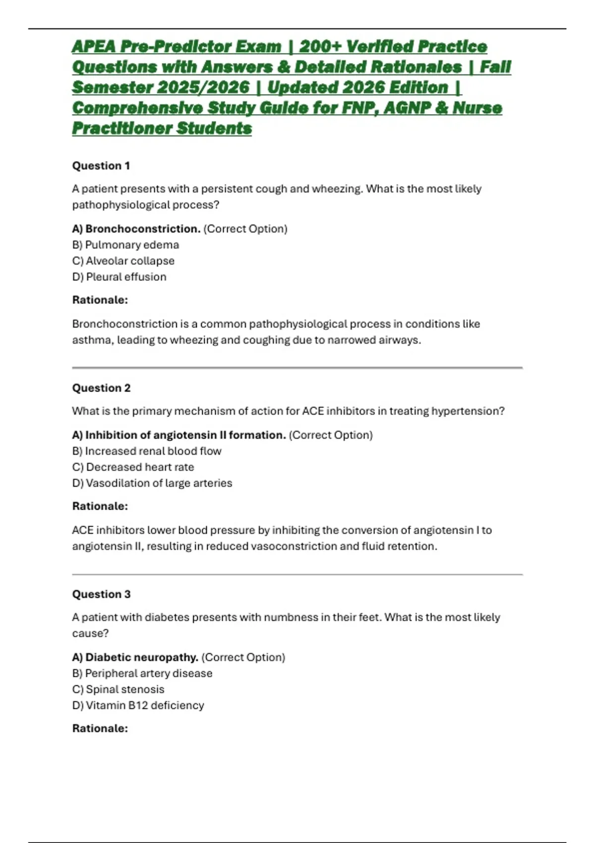 APEA Pre-Predictor Exam | 200+ Verified Practice Questions with Answers ...