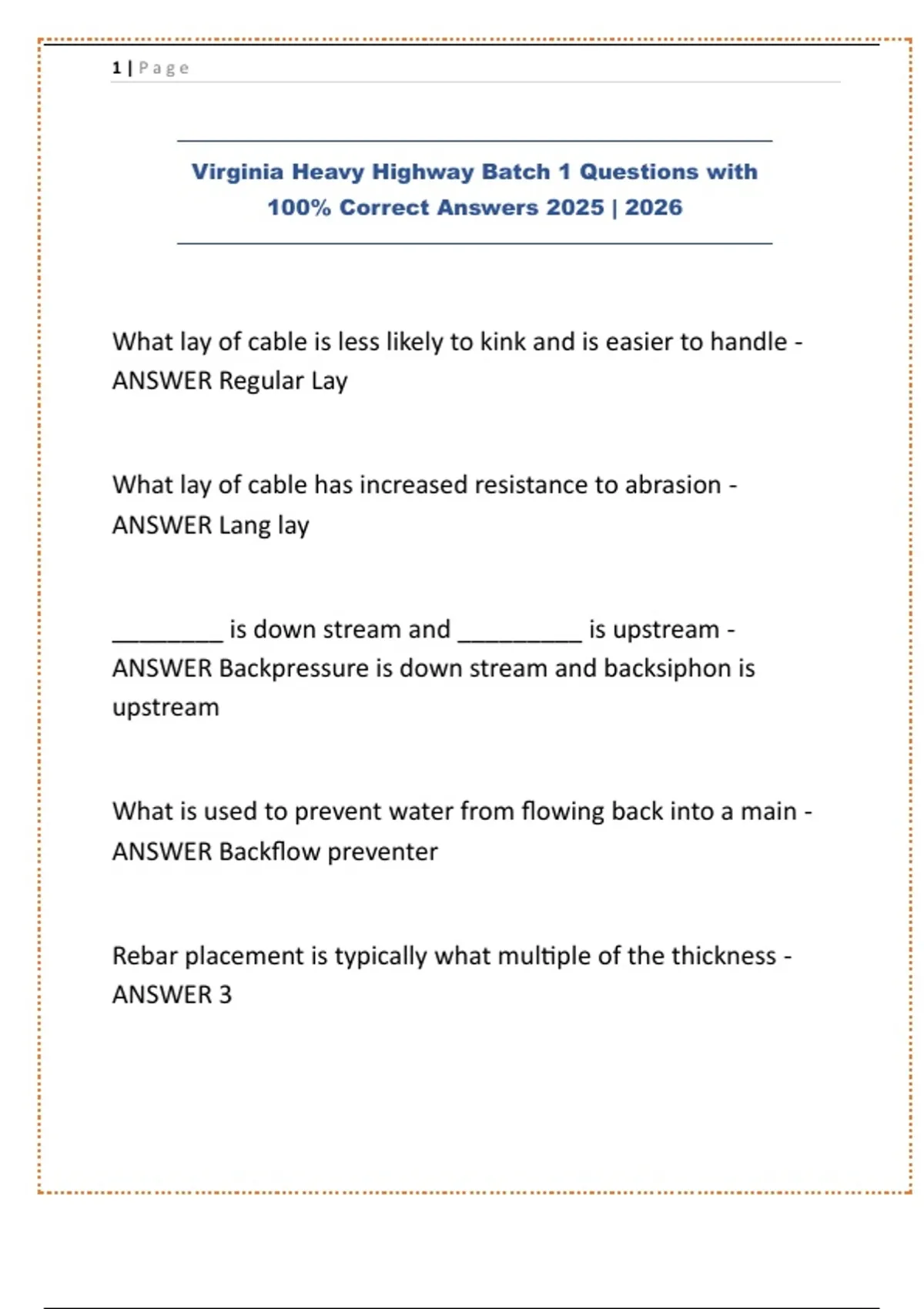 Virginia Heavy Highway Batch 1 Questions with 100% Correct Answers 2025 ...