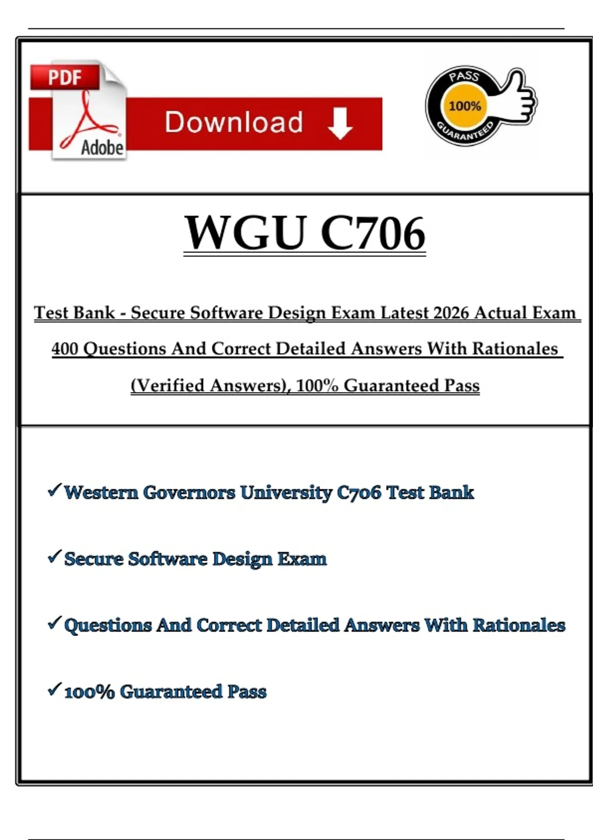 WGU C706 – Secure Software Design (Western Governors University) – 2026 ...