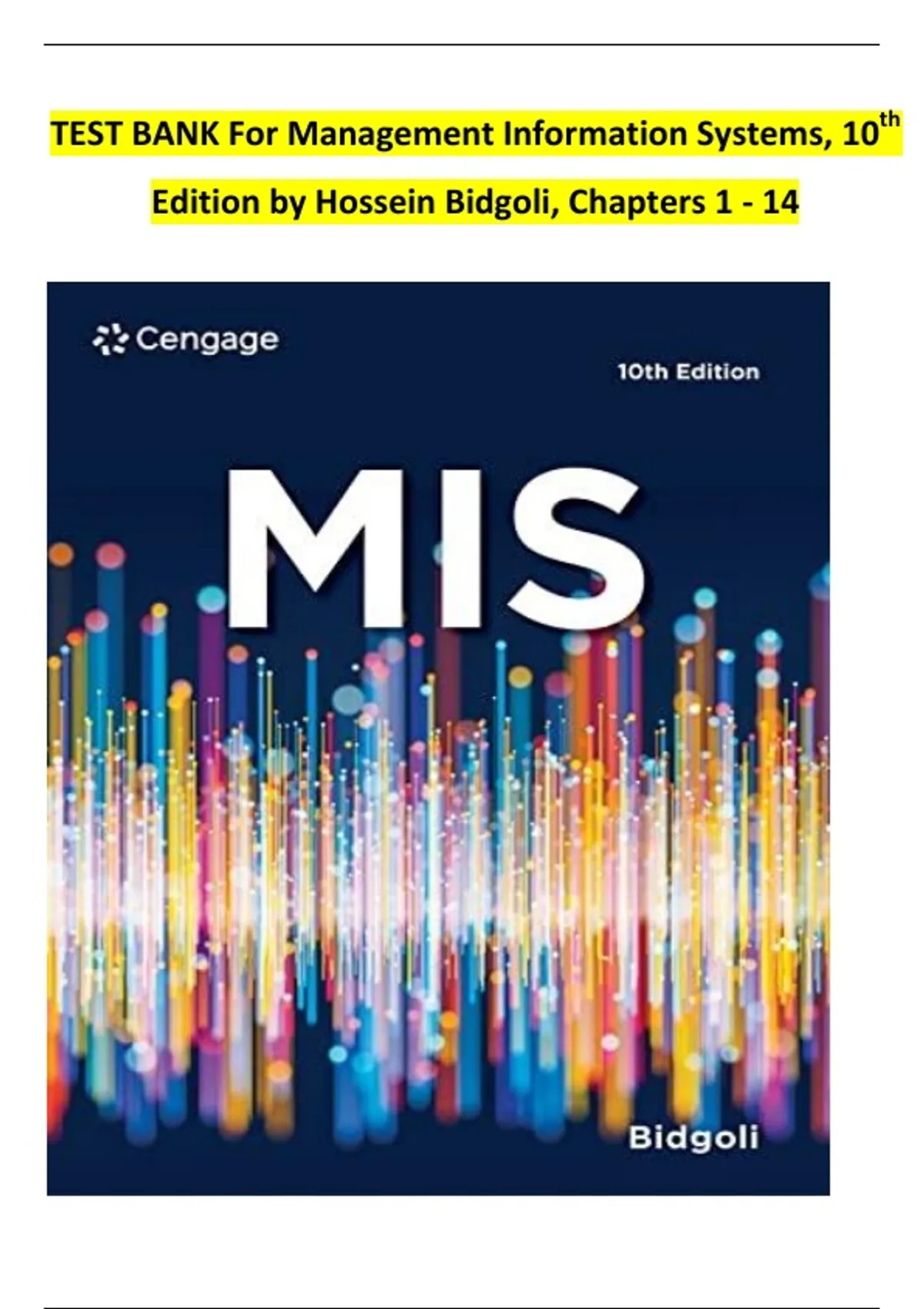 TEST BANK for MIS 10th Edition + MindTap Access by Hossein Bidgoli ...