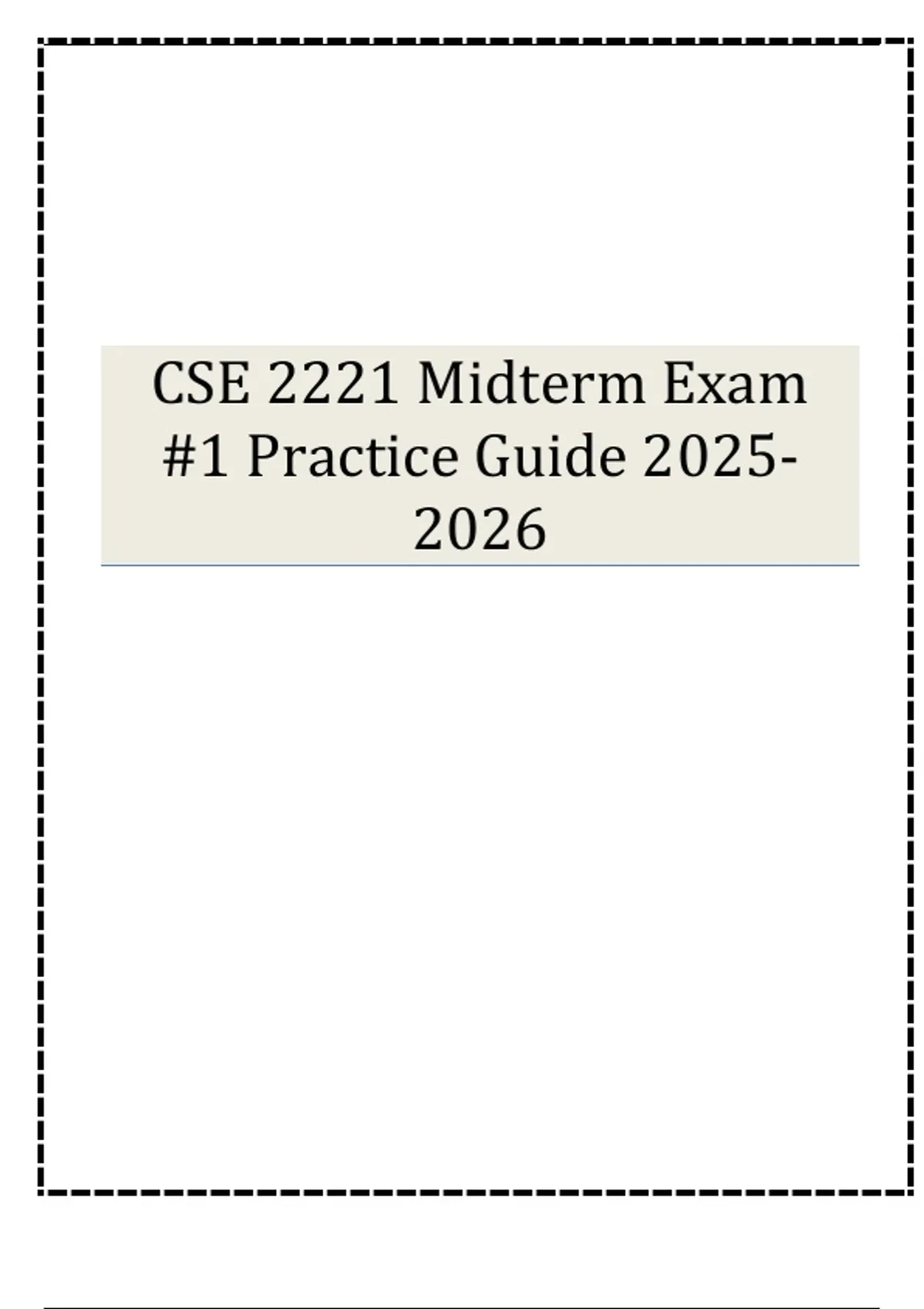 CSE 2221 Midterm Exam #1 Practice Guide - CSE 2221: Software I - Data ...