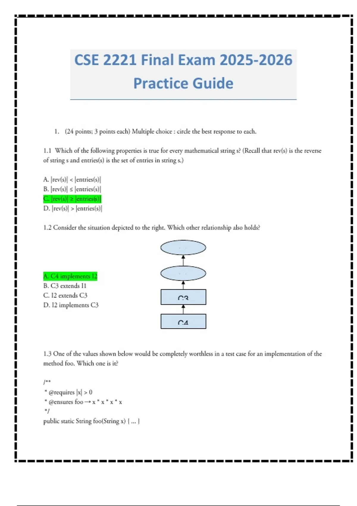 CSE 2221 Final Exam Practice Guide - CSE 2221: Software I - Data ...
