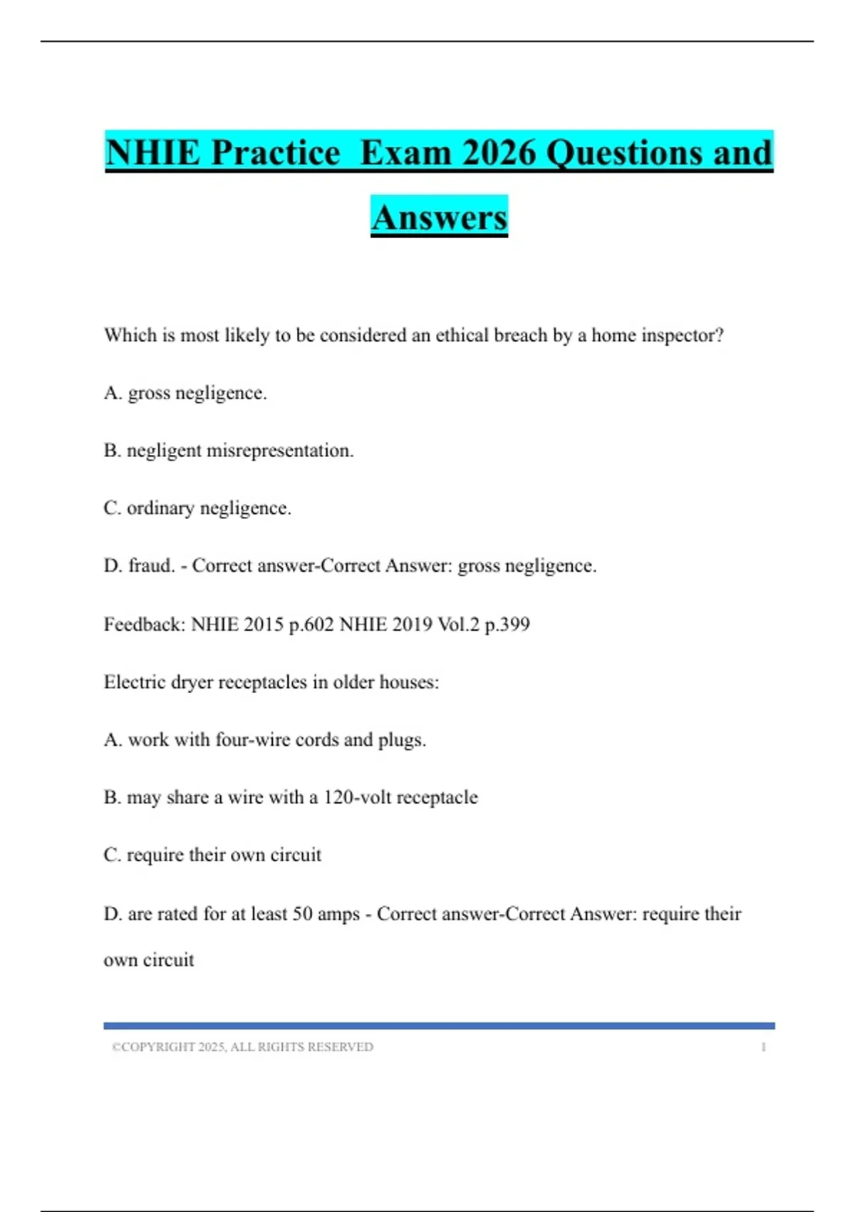 NHIE Practice Exam 2026 Questions and Answers - NHIE - Stuvia US