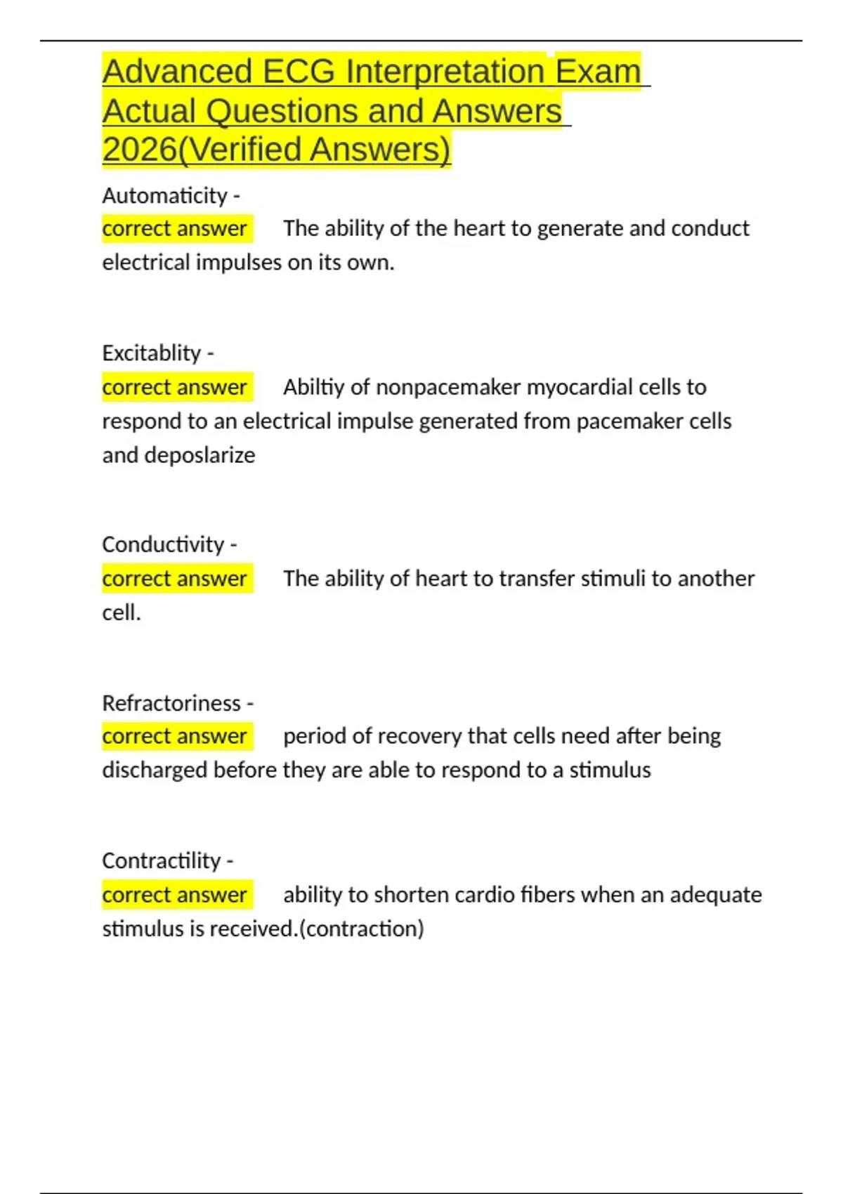 Advanced ECG Interpretation Exam Actual Questions and Answers 2026 ...