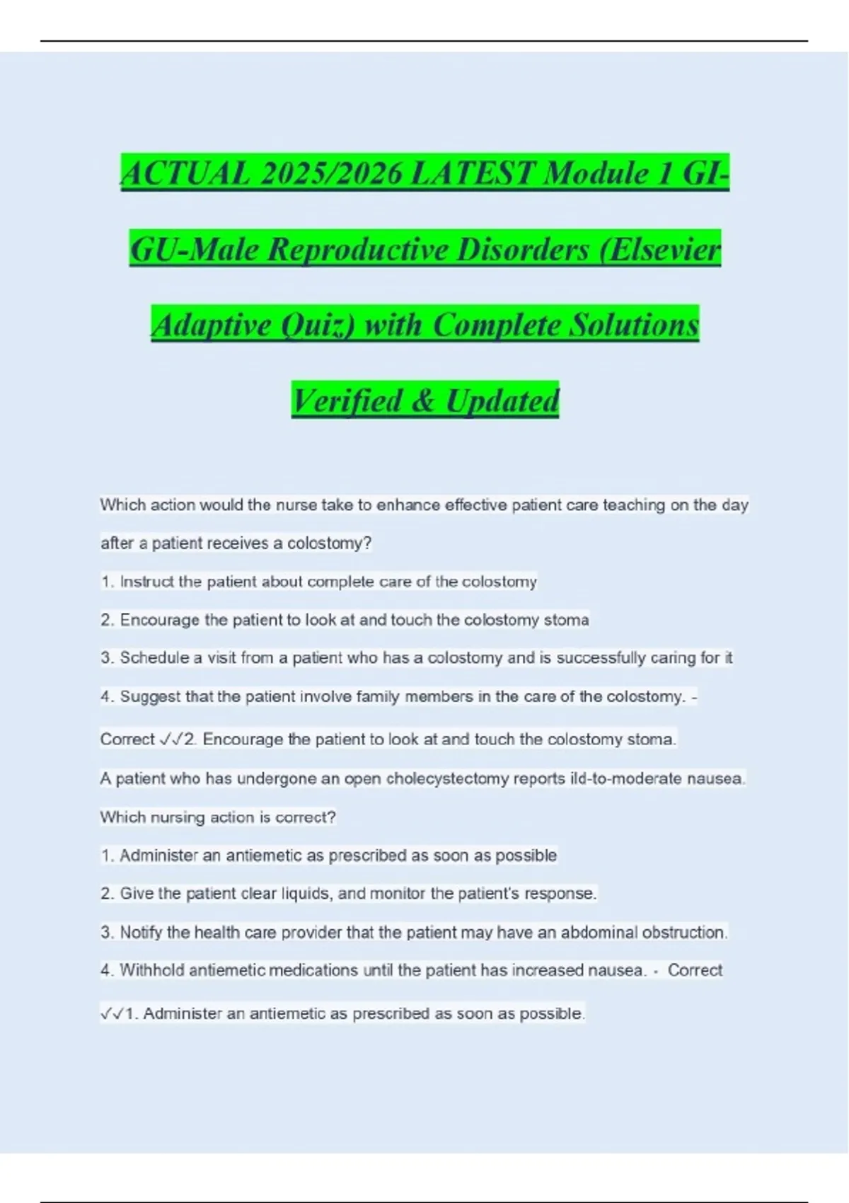 ACTUAL 2025/2026 LATEST Module 1 GIGU-Male Reproductive Disorders ...