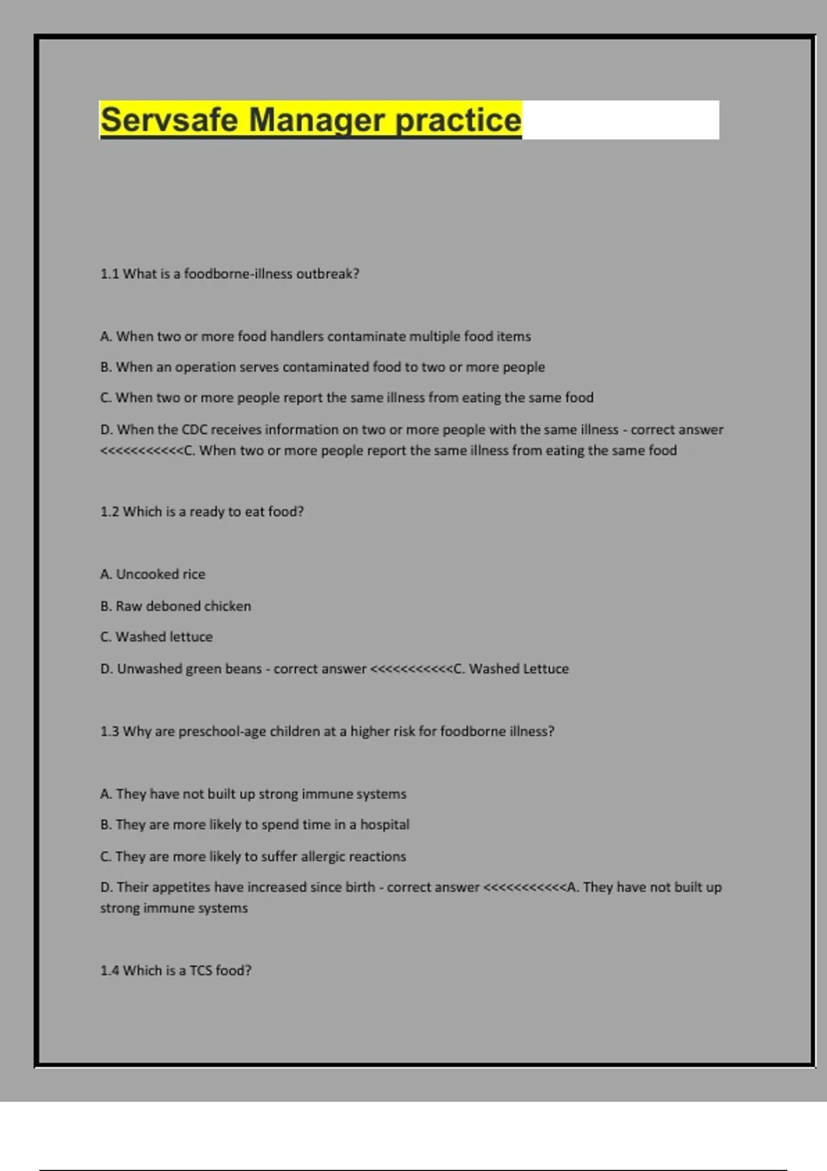 ServSafe Manager Practice Test | 2025 Updated Questions & Answers ...
