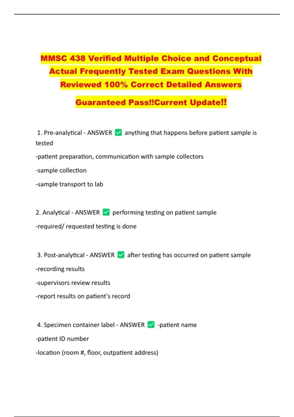 MMSC 438 Verified Multiple Choice and Conceptual Actual Frequently ...