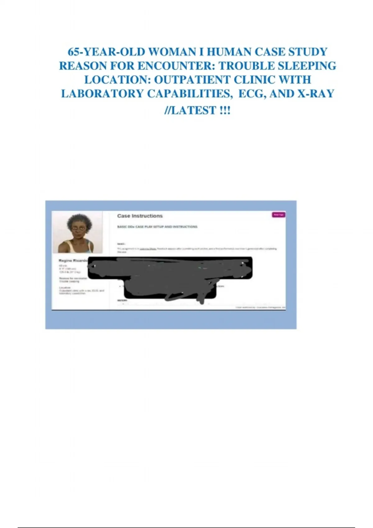 65-Year-Old Woman – Human Case Study: Trouble Sleeping in an Outpatient ...