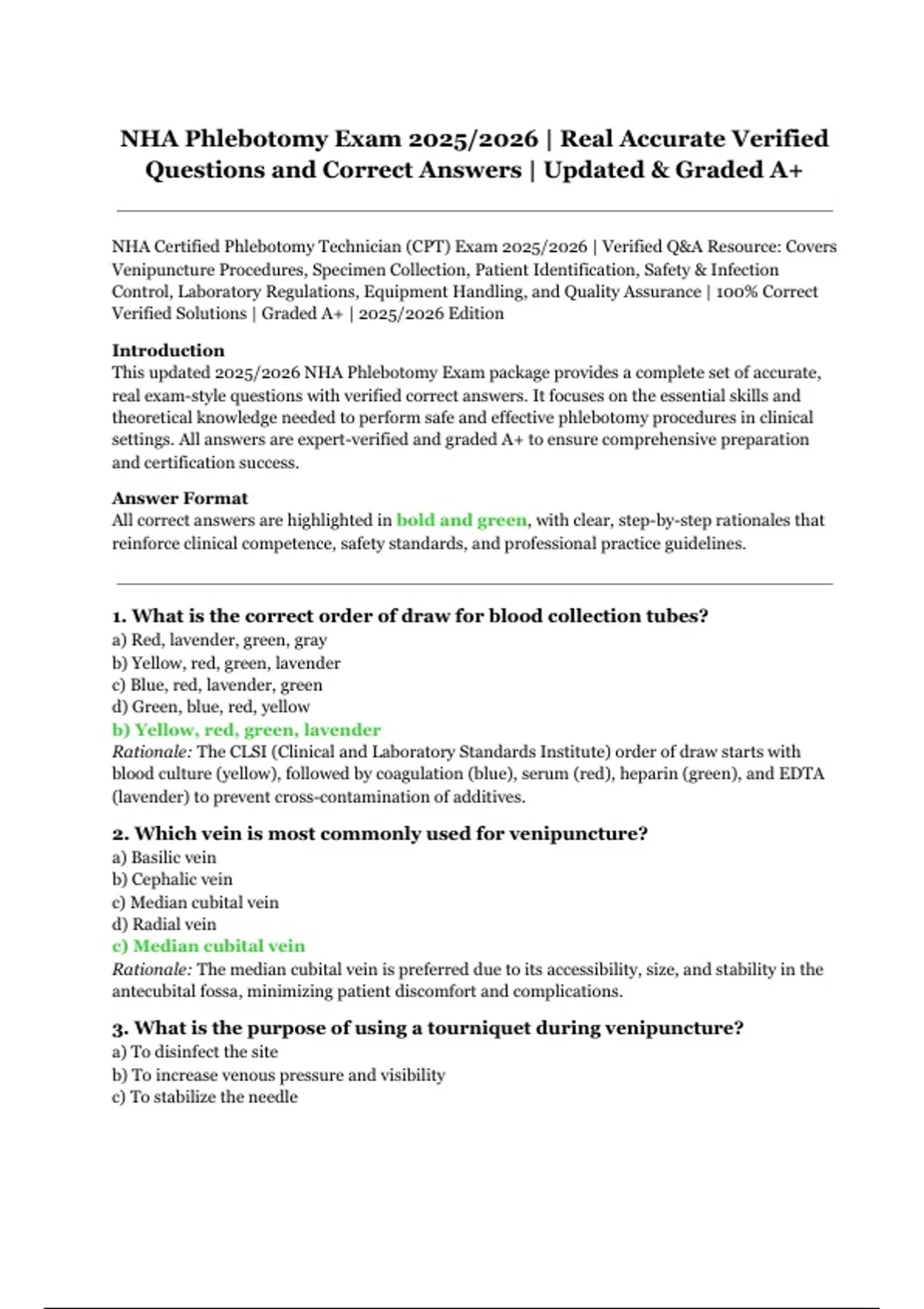NHA Phlebotomy Exam | 2025/2026 | Real Accurate Verified Questions and ...