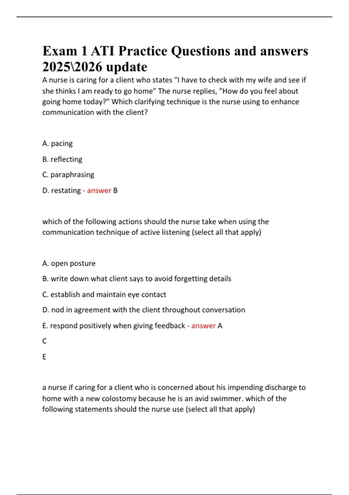 ATI Practice Exam 1 Questions & Answers 2025/2026: Nursing Fundamentals ...