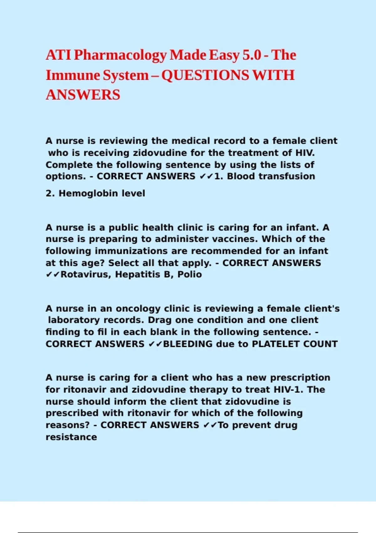ATI Pharmacology Made Easy 5.0 - The Immune System – QUESTIONS WITH ...