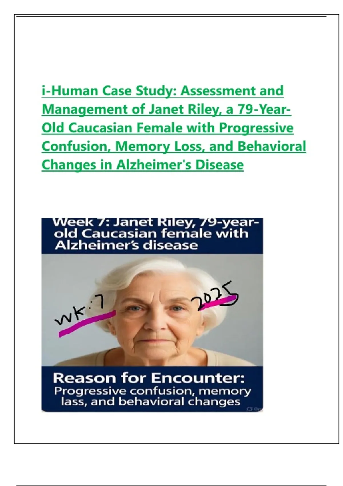 NR 601 i-Human Case: Ella West - Confusion & Memory Loss | Chamberlain ...