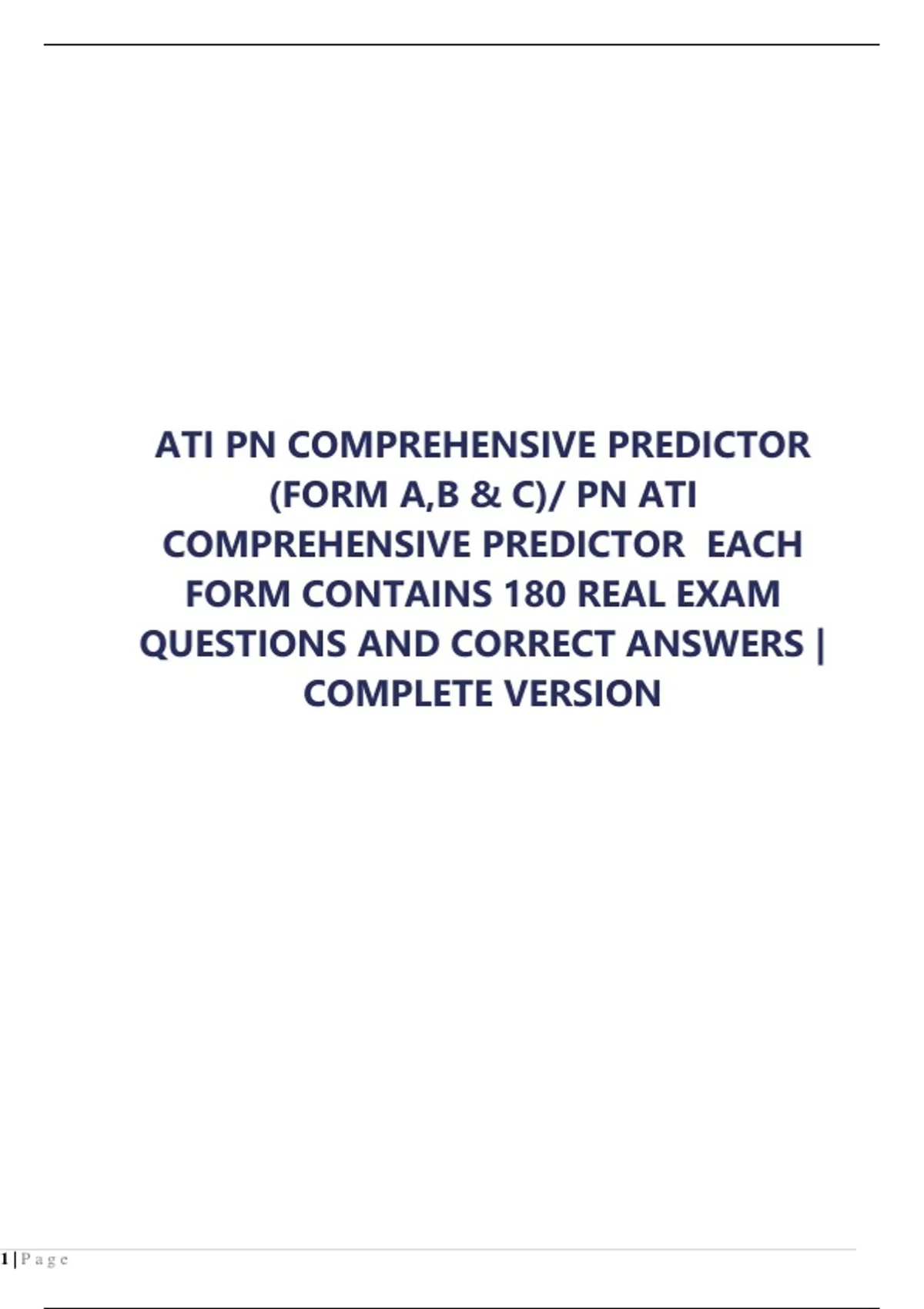 ATI PN Comprehensive Predictor (Forms A, B & C) – Complete Version ...