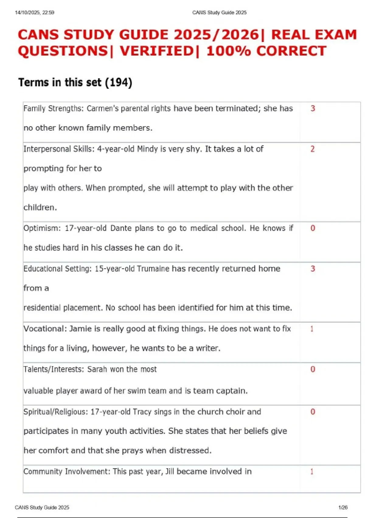 CANS STUDY GUIDE REAL EXAM QUESTIONS VERIFIED 100% CORRECT - Cans ...