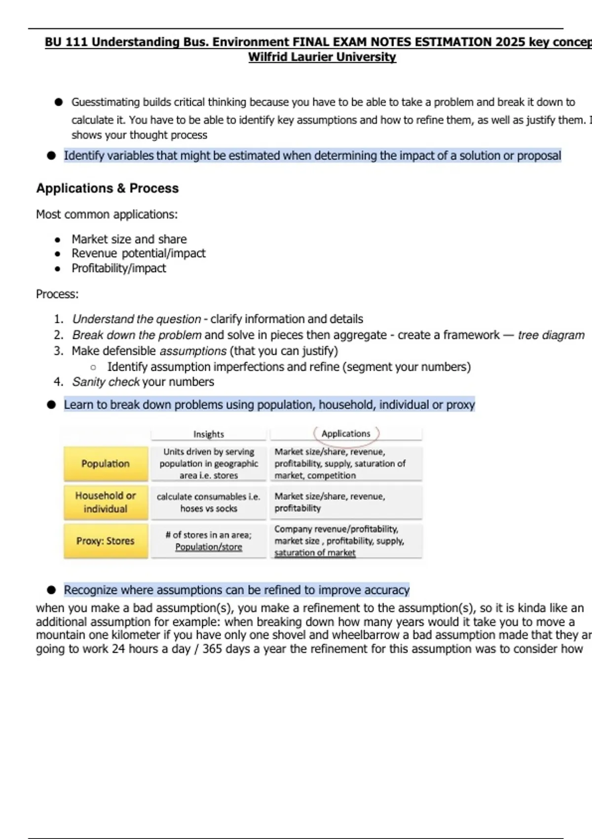 BU 111 Understanding Bus. Environment FINAL EXAM NOTES ESTIMATION 2025 ...
