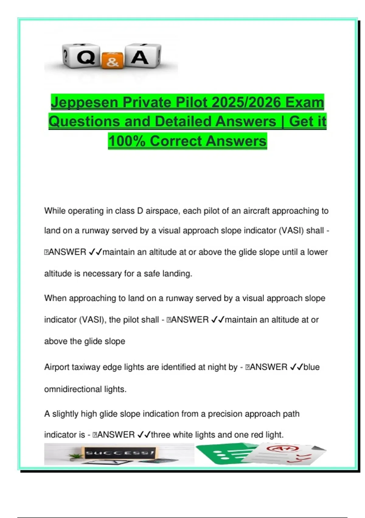 Private Pilot Exam Q&A (100 Questions) – Runway Markings | VASI & LAHSO ...