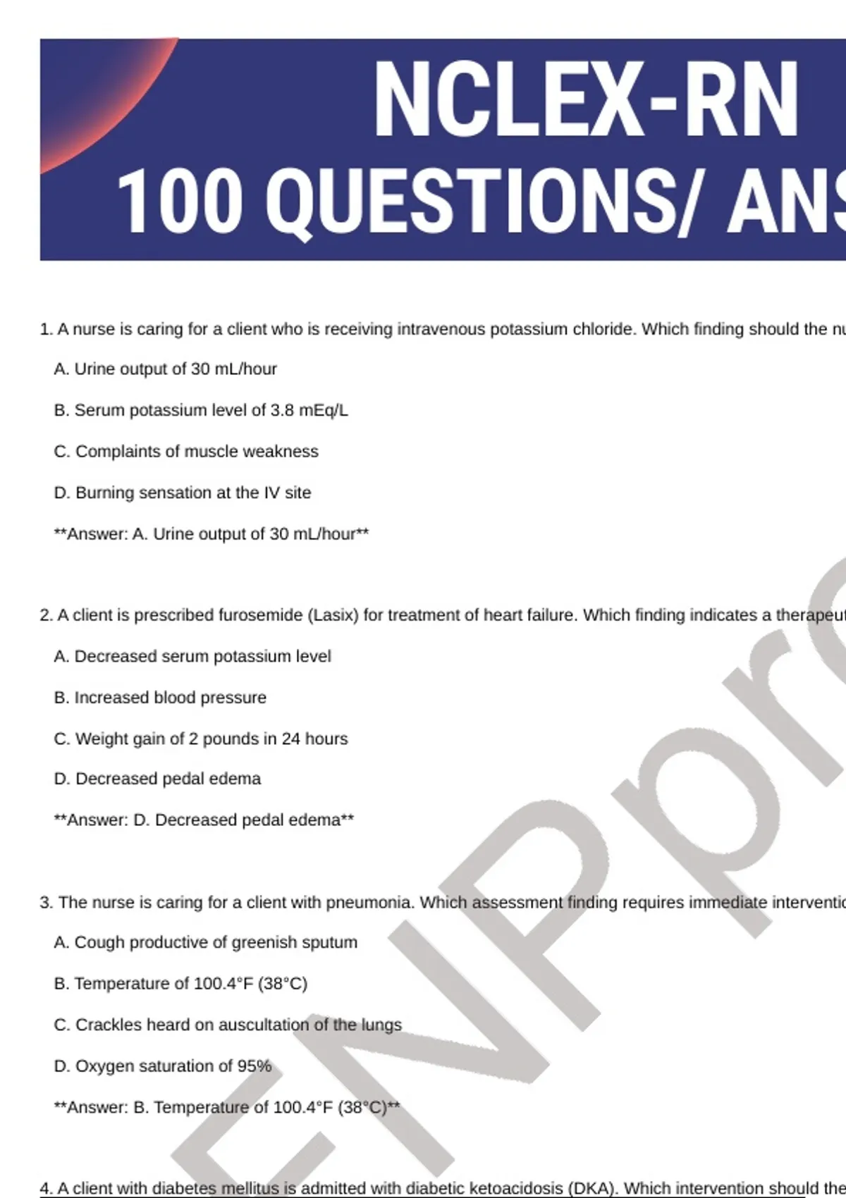 NCLEX RN Practice Exam – 100 Updated Questions with Correct Answers 2025–2026 - NCLEX RN - Stuvia US
