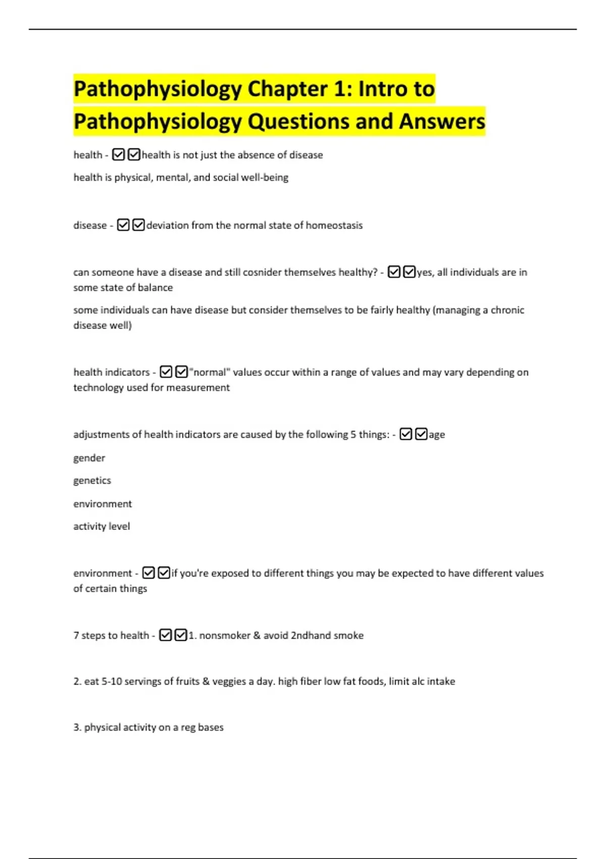 Pathophysiology Chapter 1: Intro to Pathophysiology Questions and ...