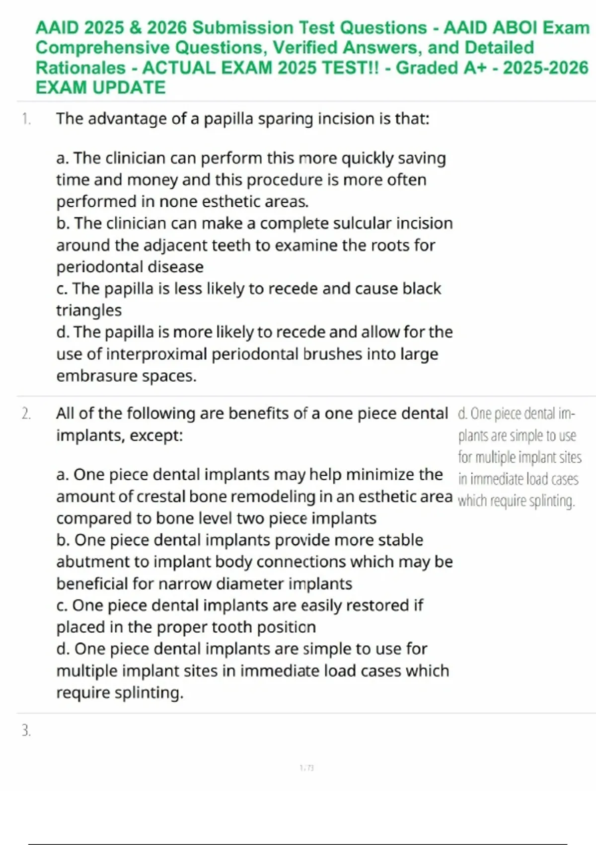 AAID 2025 & 2026 Submission Test Questions - AAID ABOI Exam ...