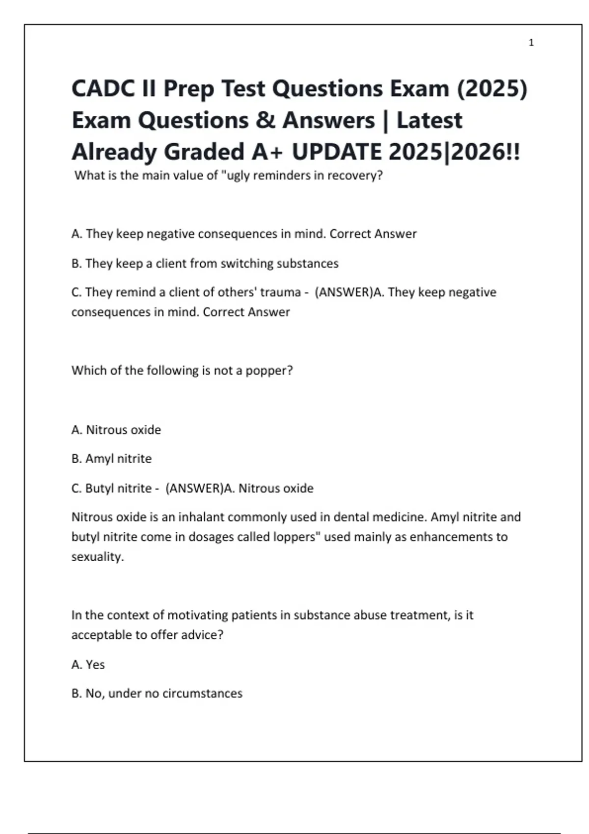 CADC II Prep Test Questions Exam (2025) Exam Questions & Answers ...