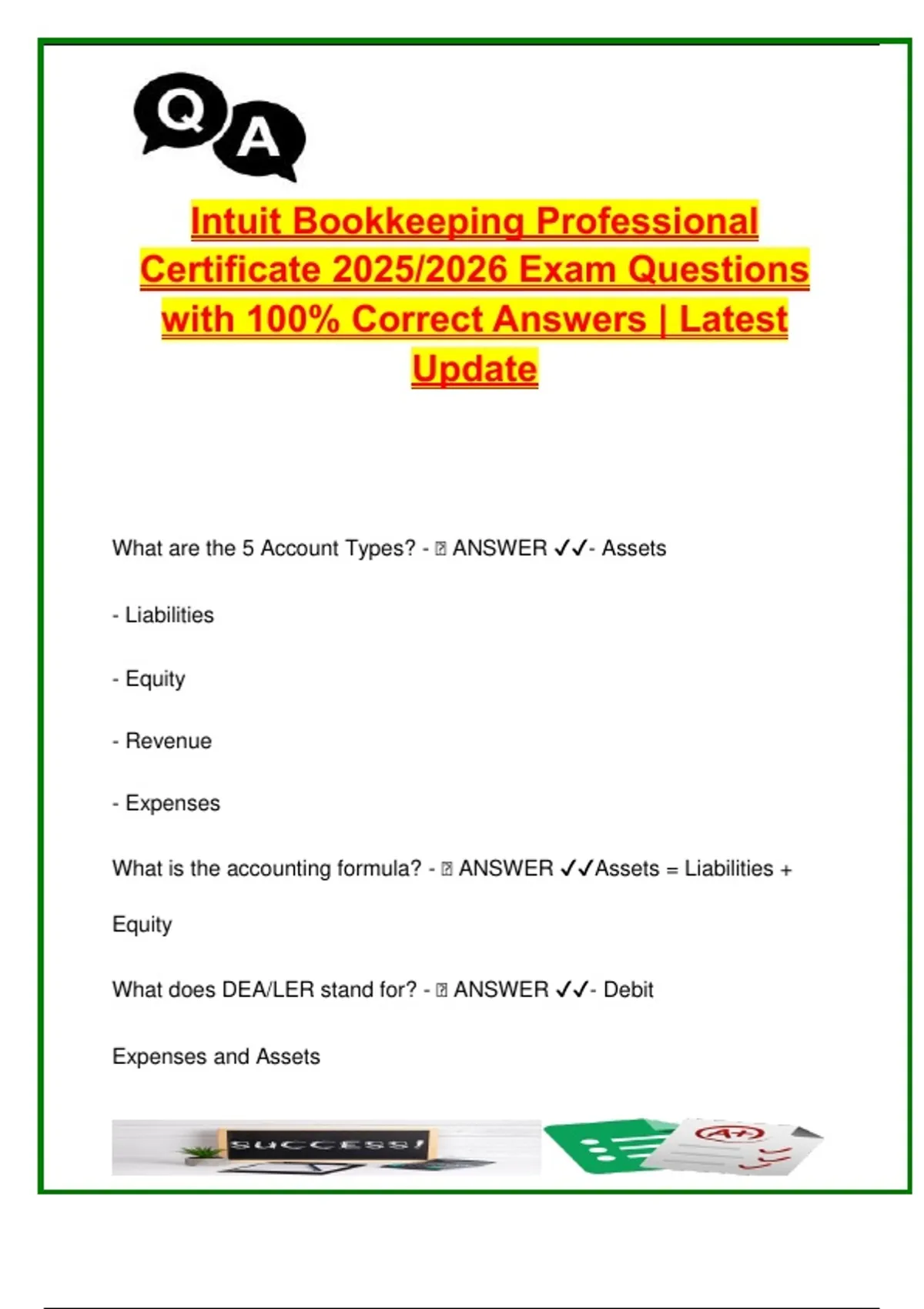 Intuit Bookkeeping Professional Certificate Exam | 2025/2026 | 150+ Q&A ...