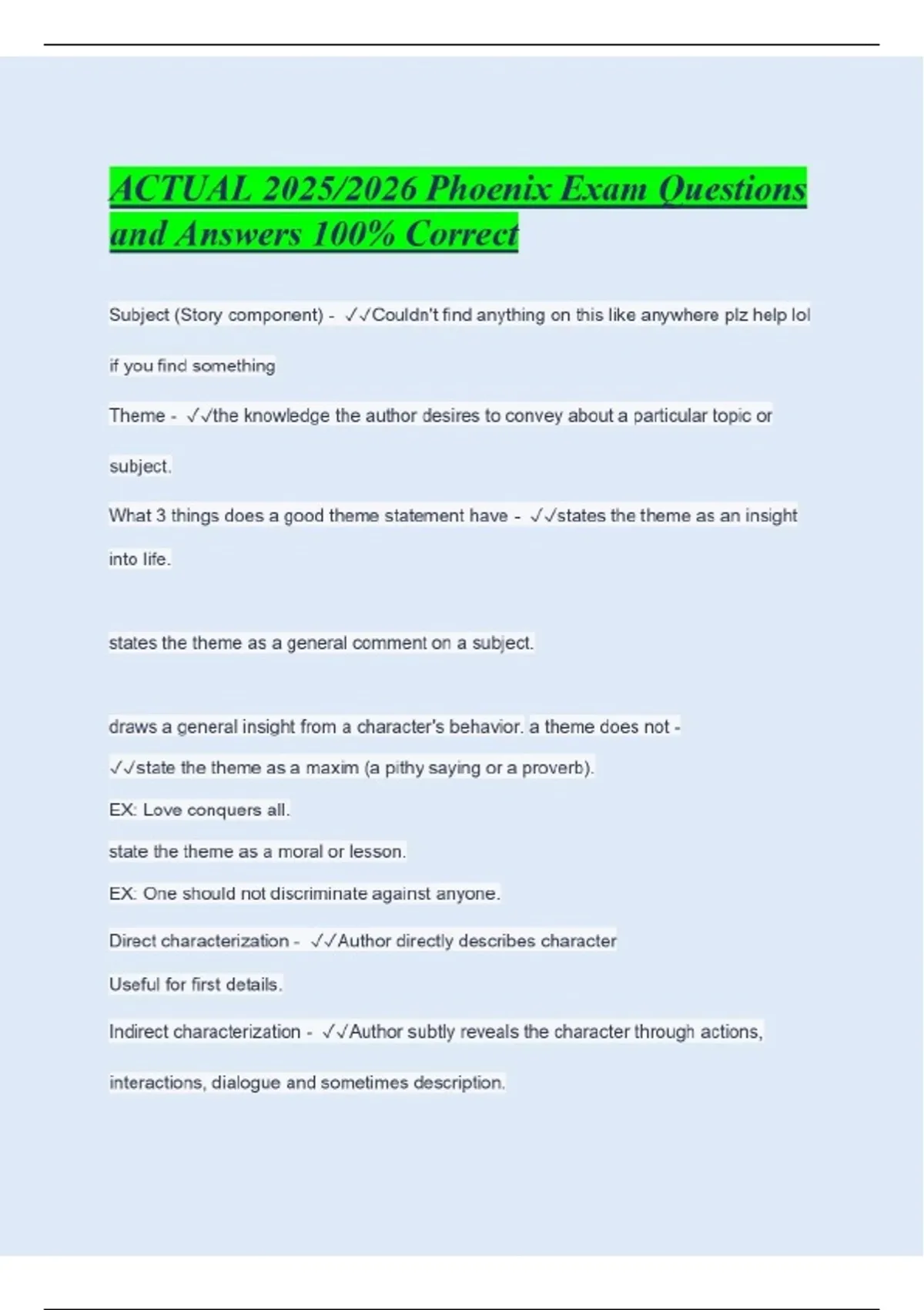 ACTUAL 2025/2026 Phoenix Exam Questions and Answers 100% Correct ...