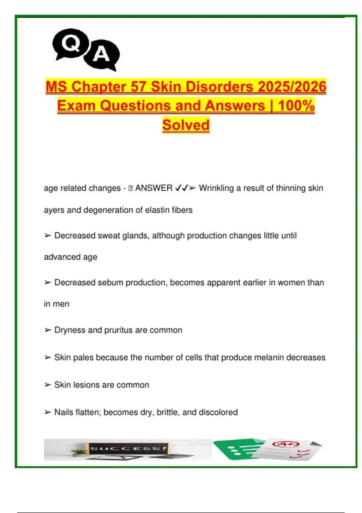 MS Chapter 57 Skin Disorders (2025/2026) – 80+ Solved Exam Questions ...