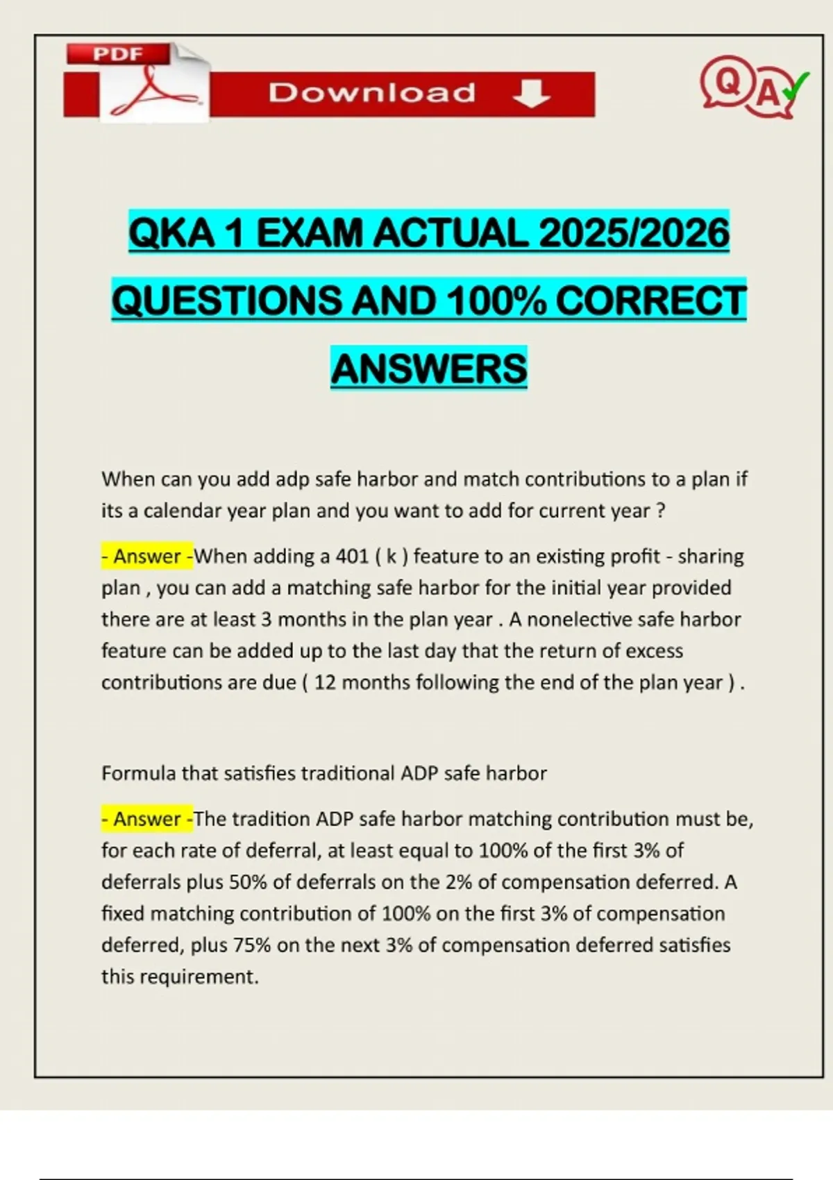 QKA 1 EXAM ACTUAL 2025/2026 QUESTIONS AND 100% CORRECT ANSWERS - QKA ...