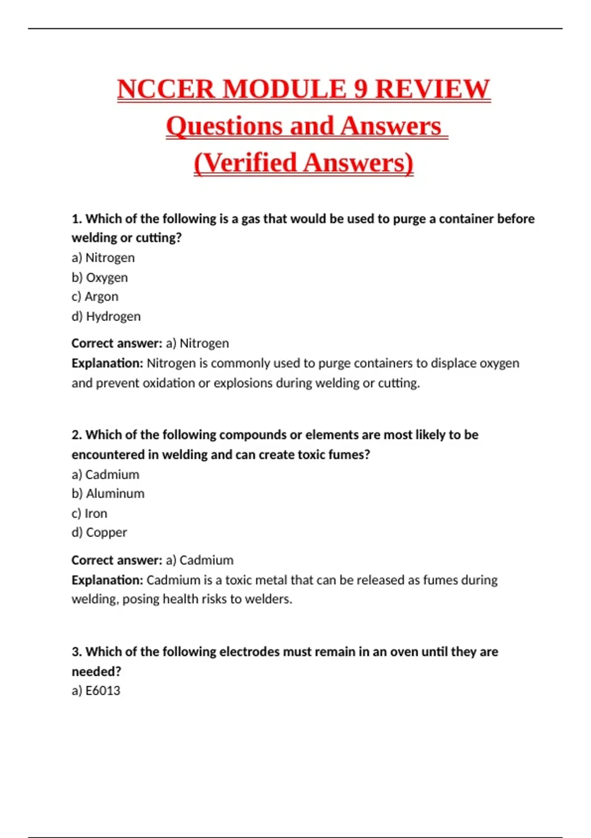 NCCER MODULE 9 REVIEW Latest 2025 Actual Questions and Verified Answers ...