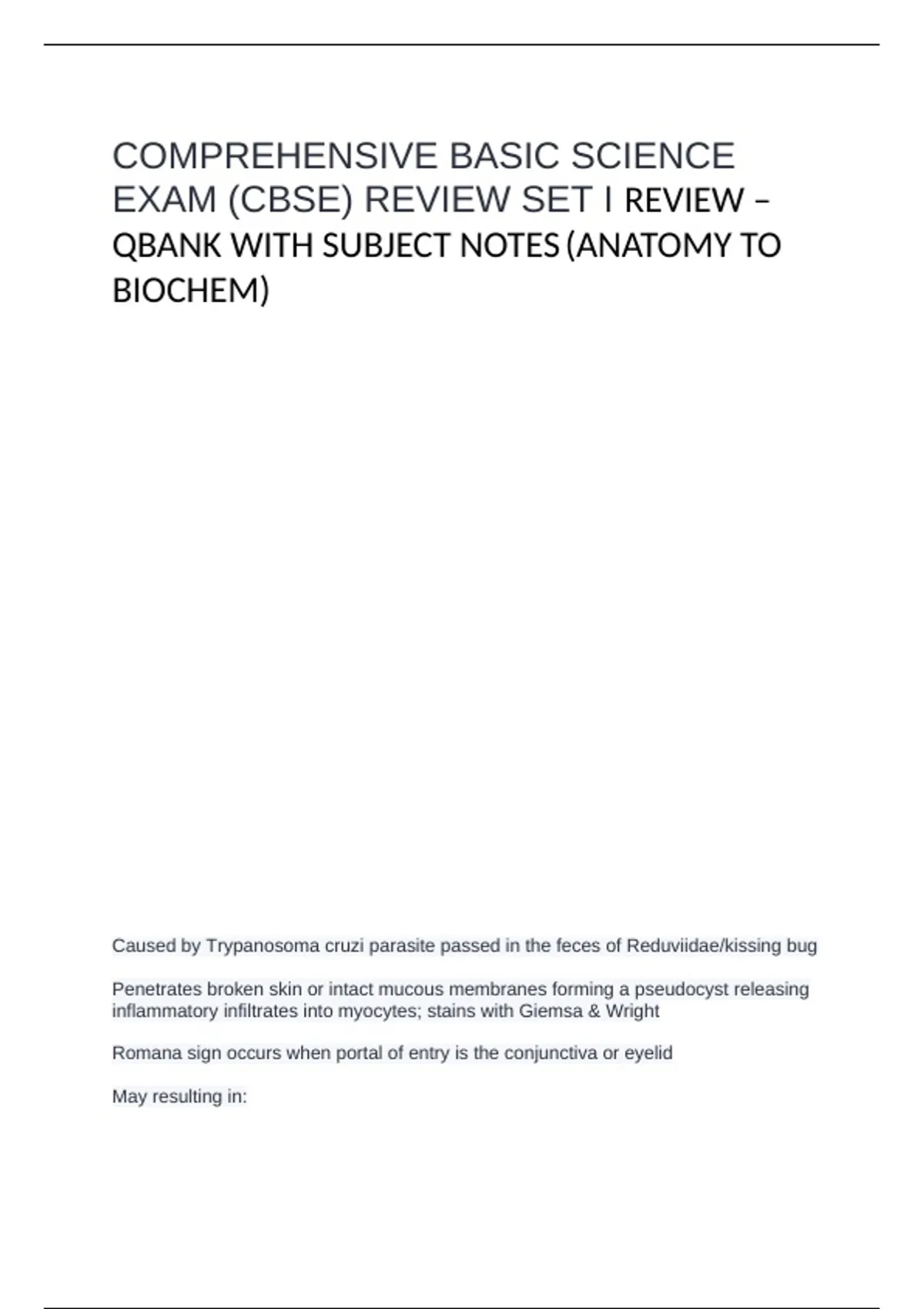 Review – Qbank + Subject Notes (Anatomy to Biochem) - NBME CBSE - Stuvia US