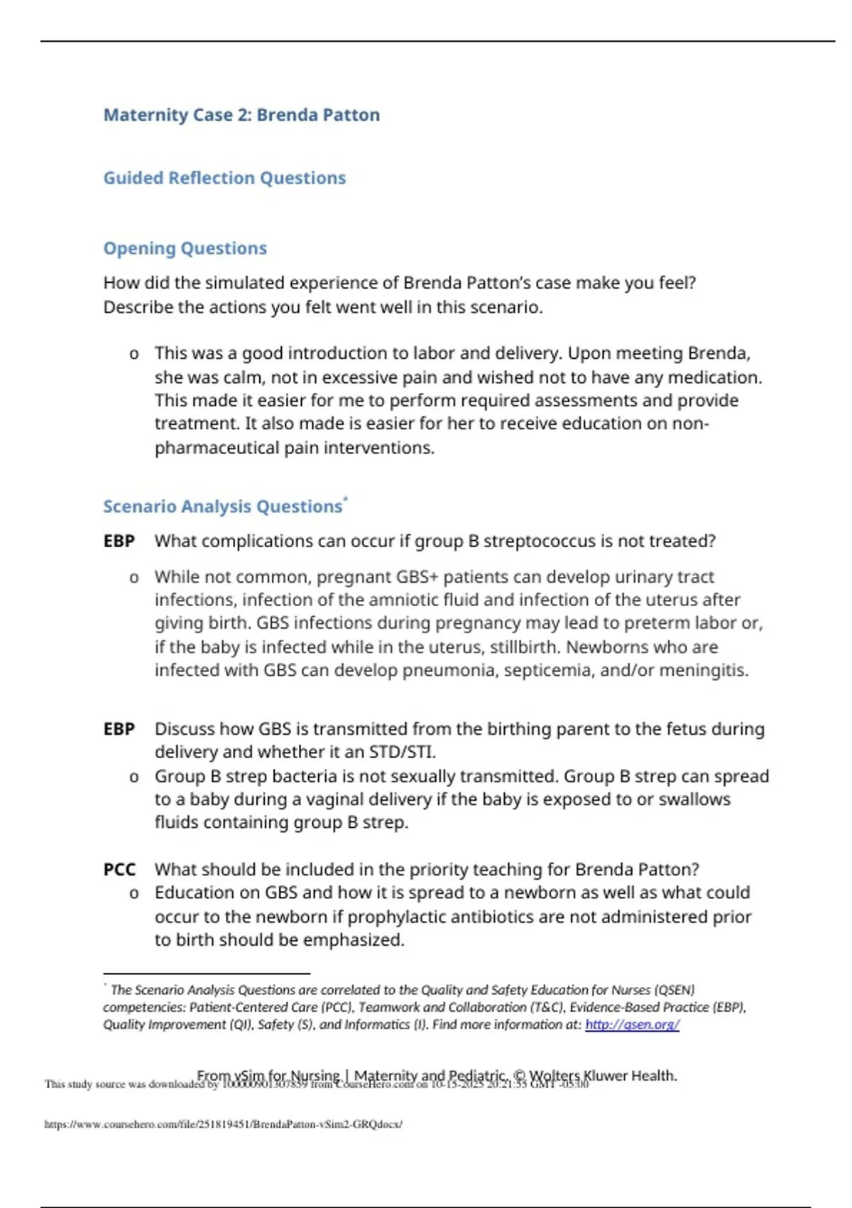 BrendaPatton vSim2 GRQ|Maternity Case 2: Brenda Patton Guided ...