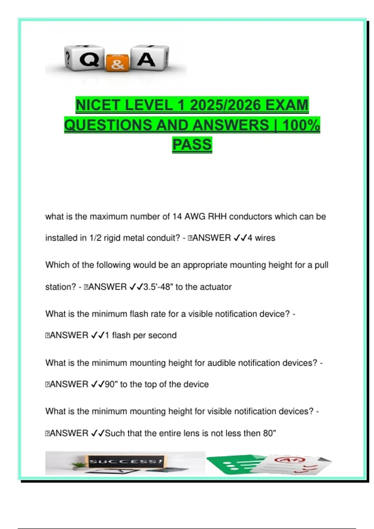 NICET Level 1 Fire Alarm & Electrical | 2025 | 160+ Exam Q&As | NFPA ...