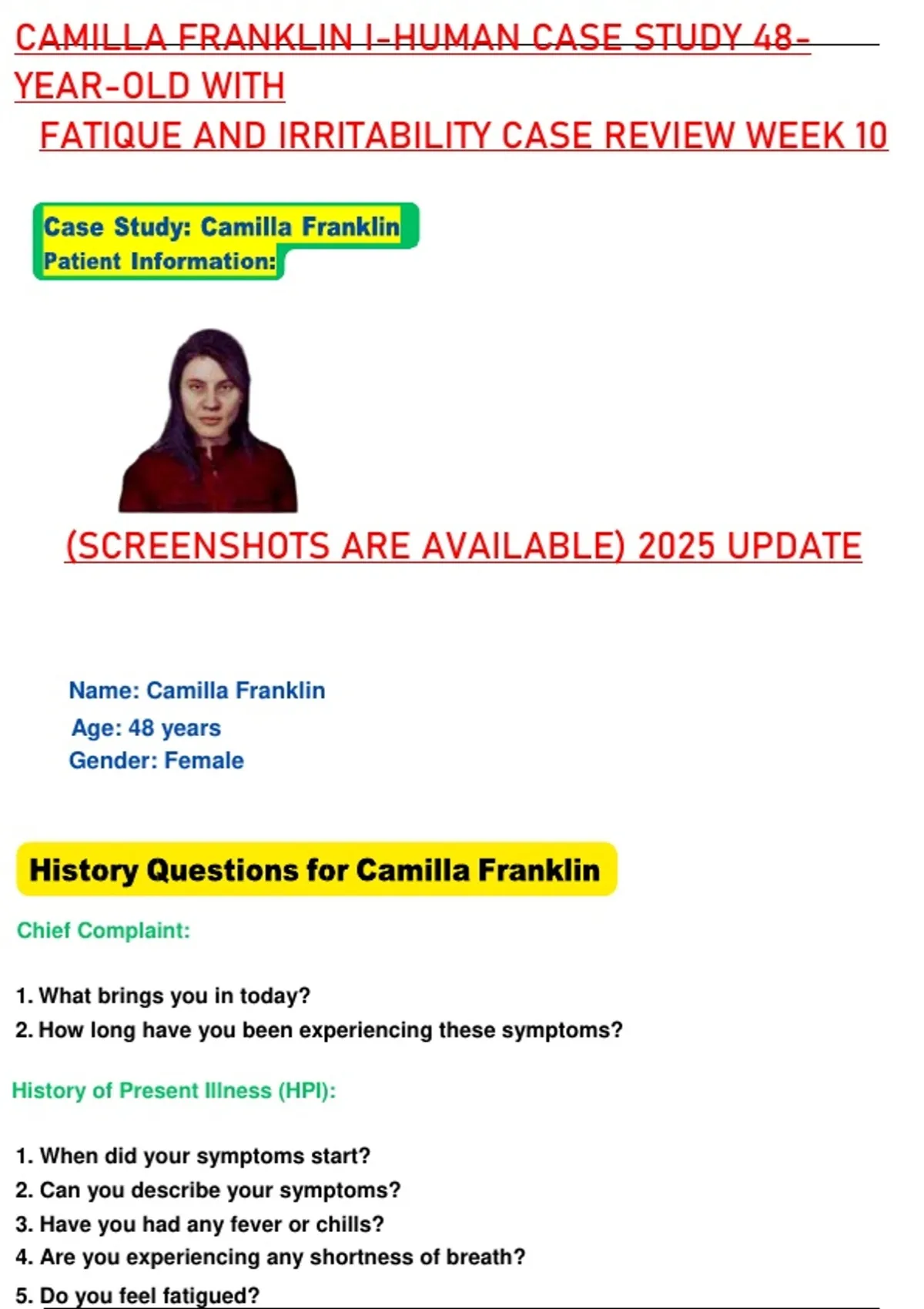 iHuman Case Study: 48-Year-Old Female with Fatigue & Cough ...
