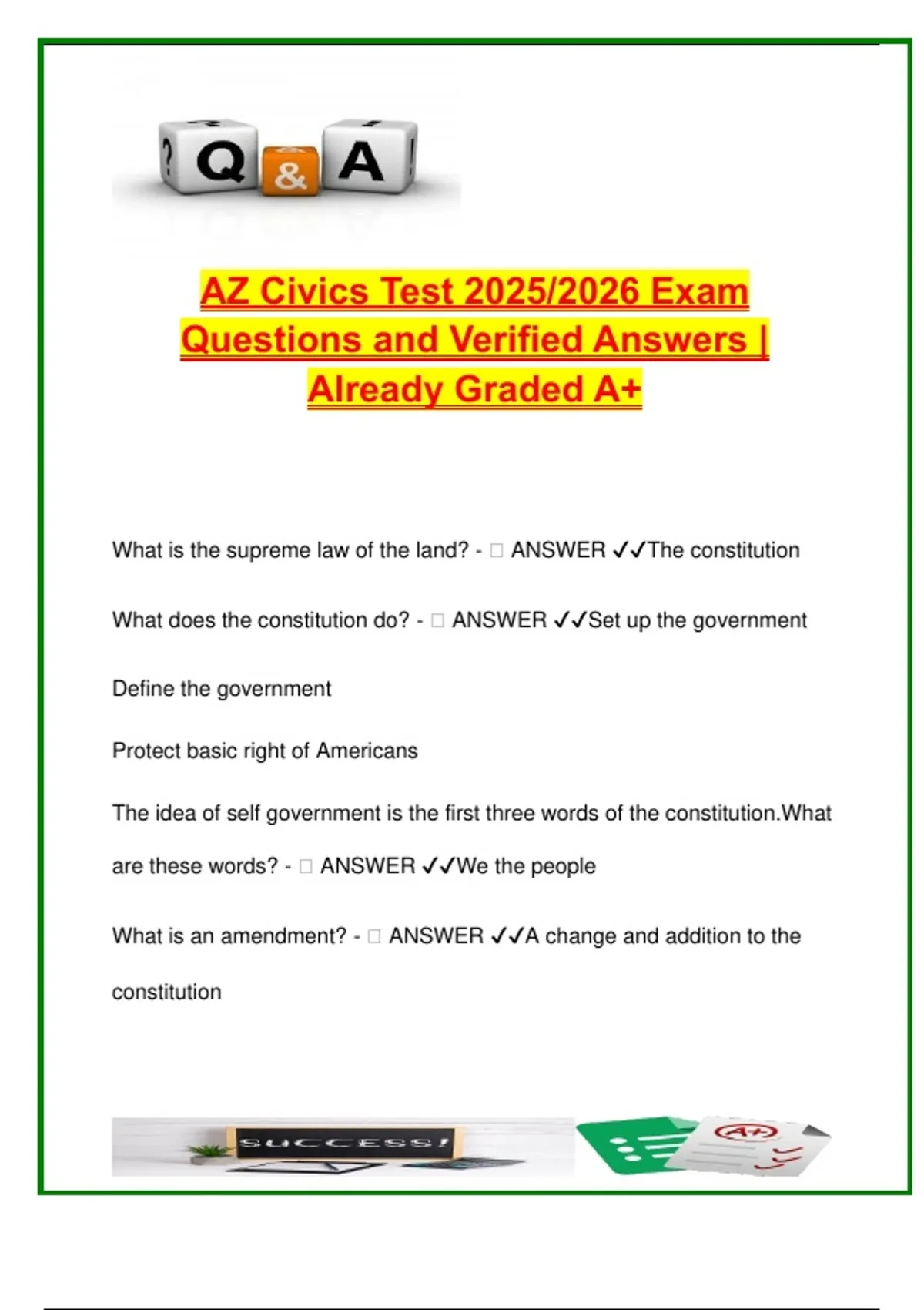 AZ Civics Test 2025 (100+ Questions) – U.S. Government, Constitution ...