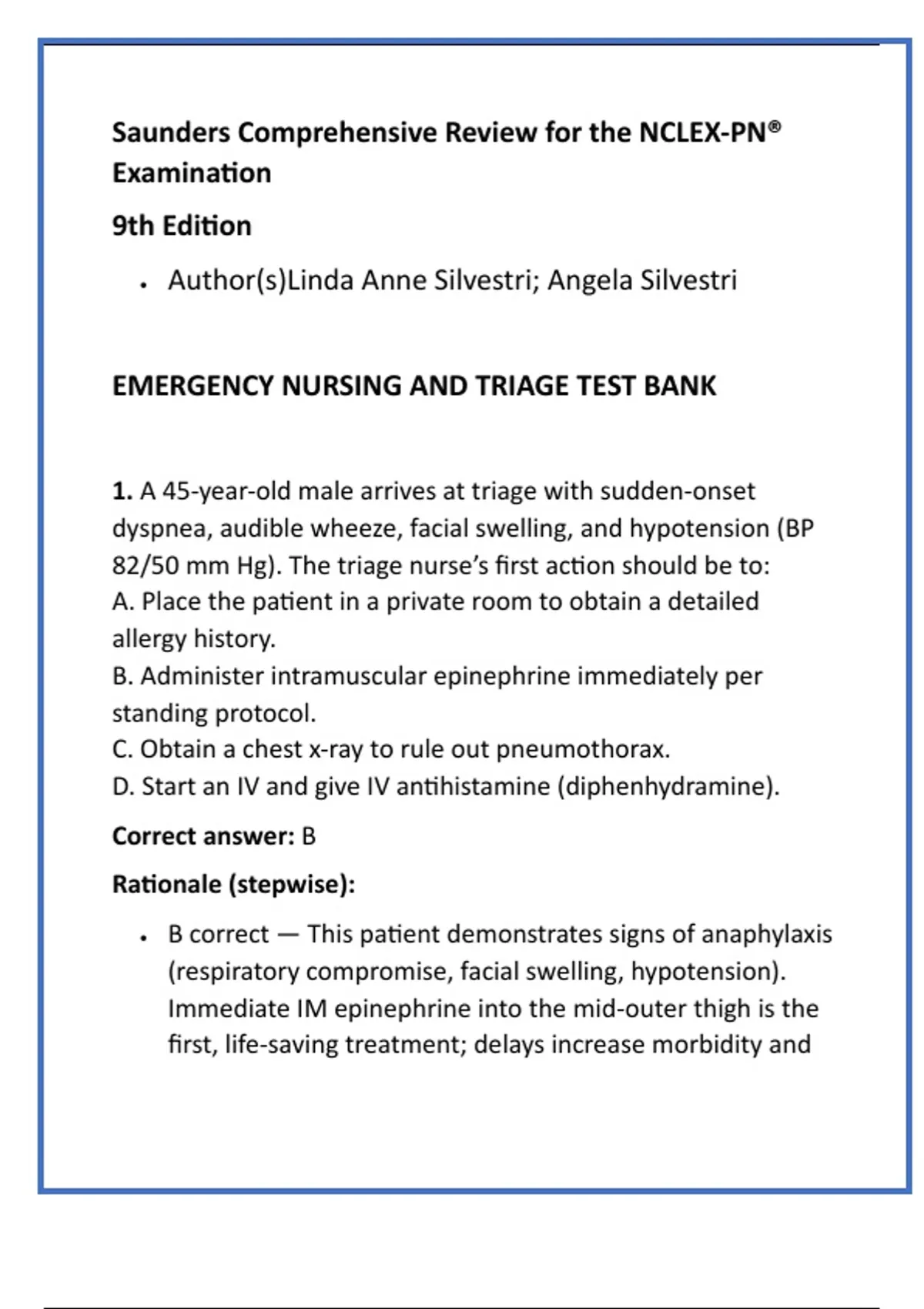 Saunders NCLEX-RN Emergency Nursing Test Bank 2025 | 20 Priority ...