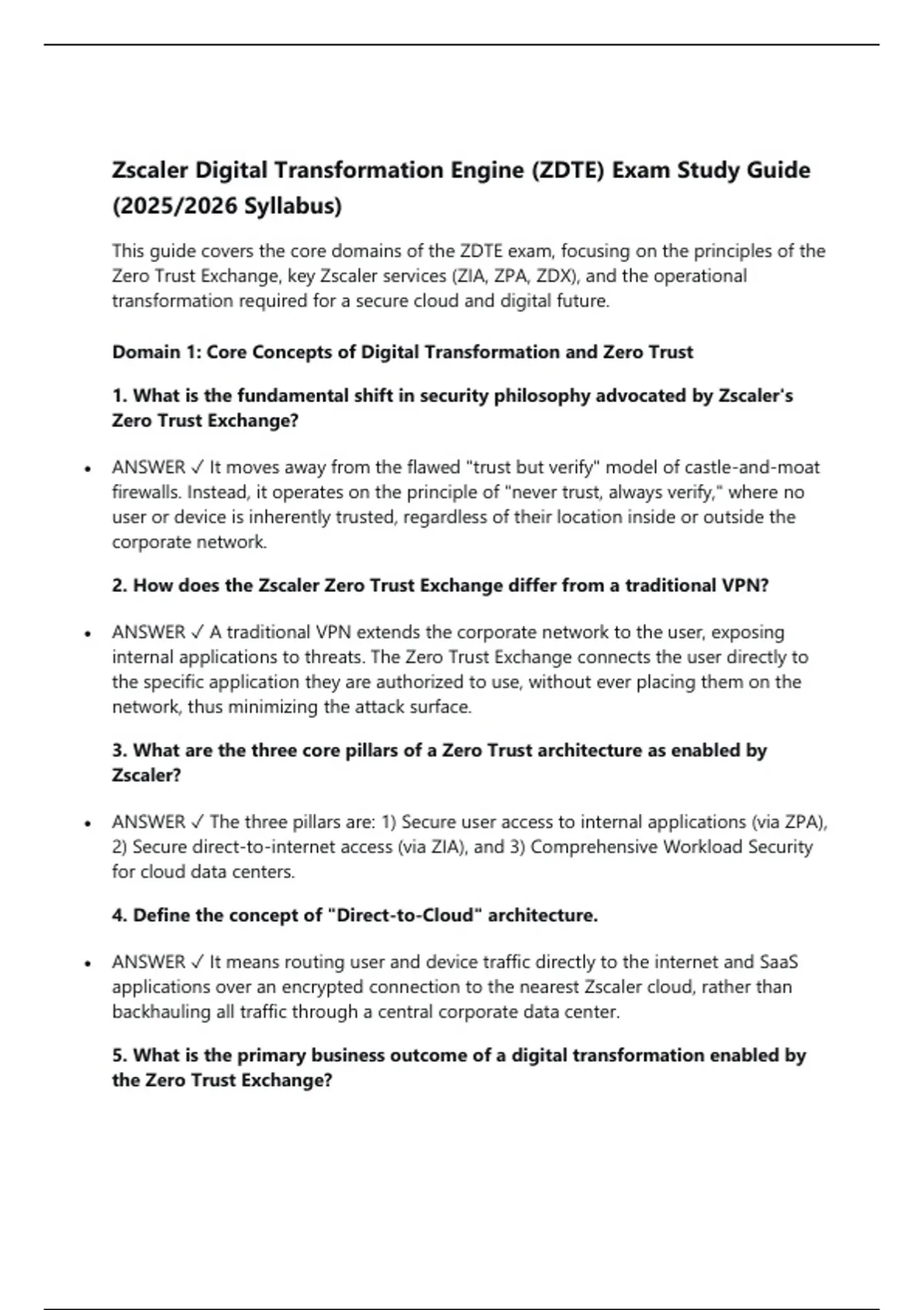 Zscaler Digital Transformation Engine (ZDTE) Exam Study Guide (2025/2026 Syllabus) - Zscaler ...