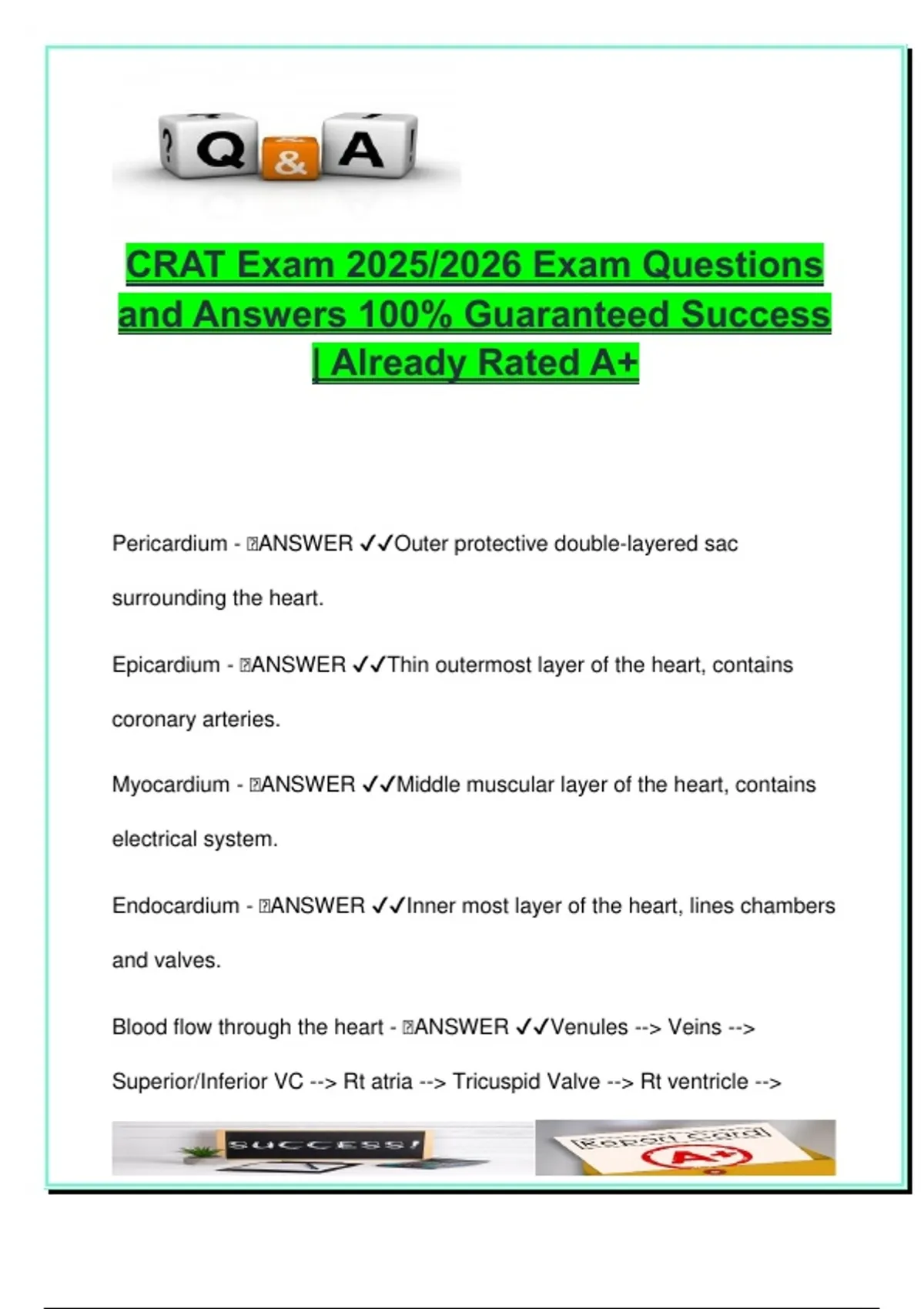 CRAT Exam Prep | 70 Questions with Answers | Cardiac Anatomy, ECG ...