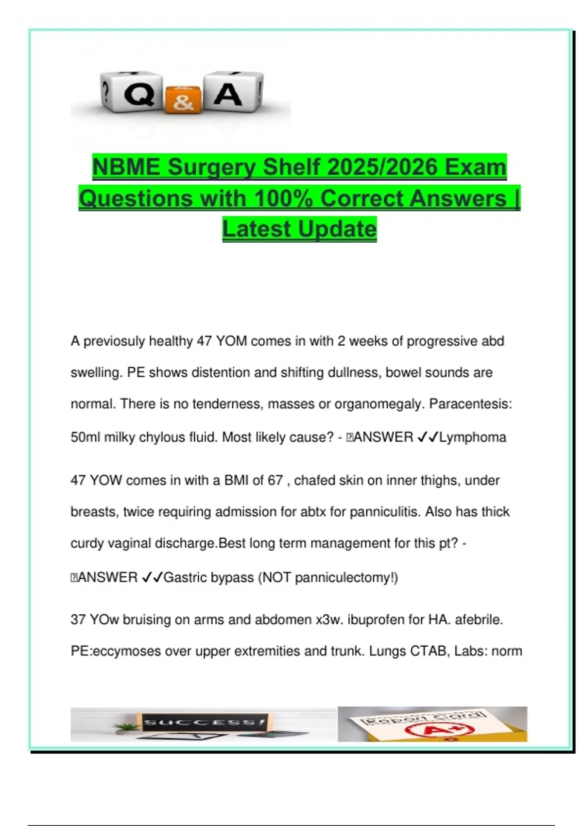 NBME Surgery Shelf Q&A – 100+ Clinical Vignettes with Verified Answers ...
