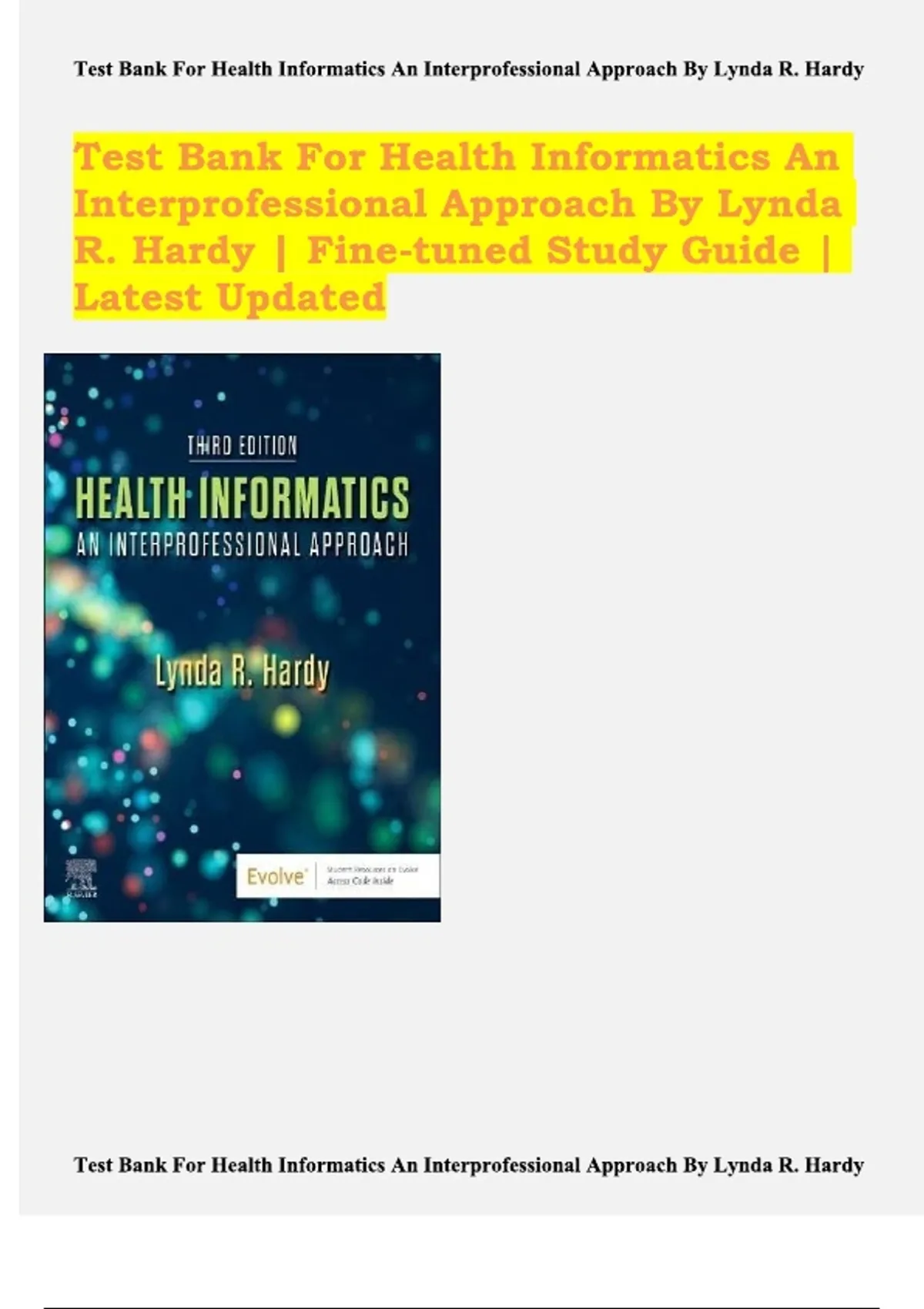 Test Bank For Health Informatics An Interprofessional Approach By Lynda ...