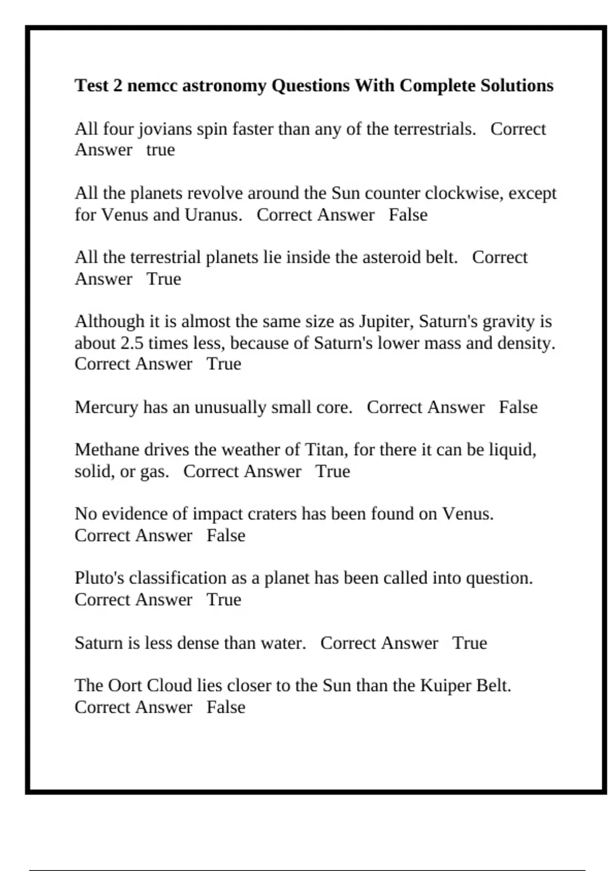 Test 2 nemcc astronomy Questions With Complete Solutions - Astronomy ...