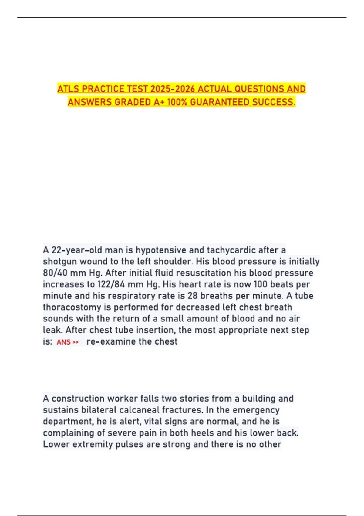 ATLS Practice Test 2025–2026 – Actual Questions and Answers (Graded A+ ...