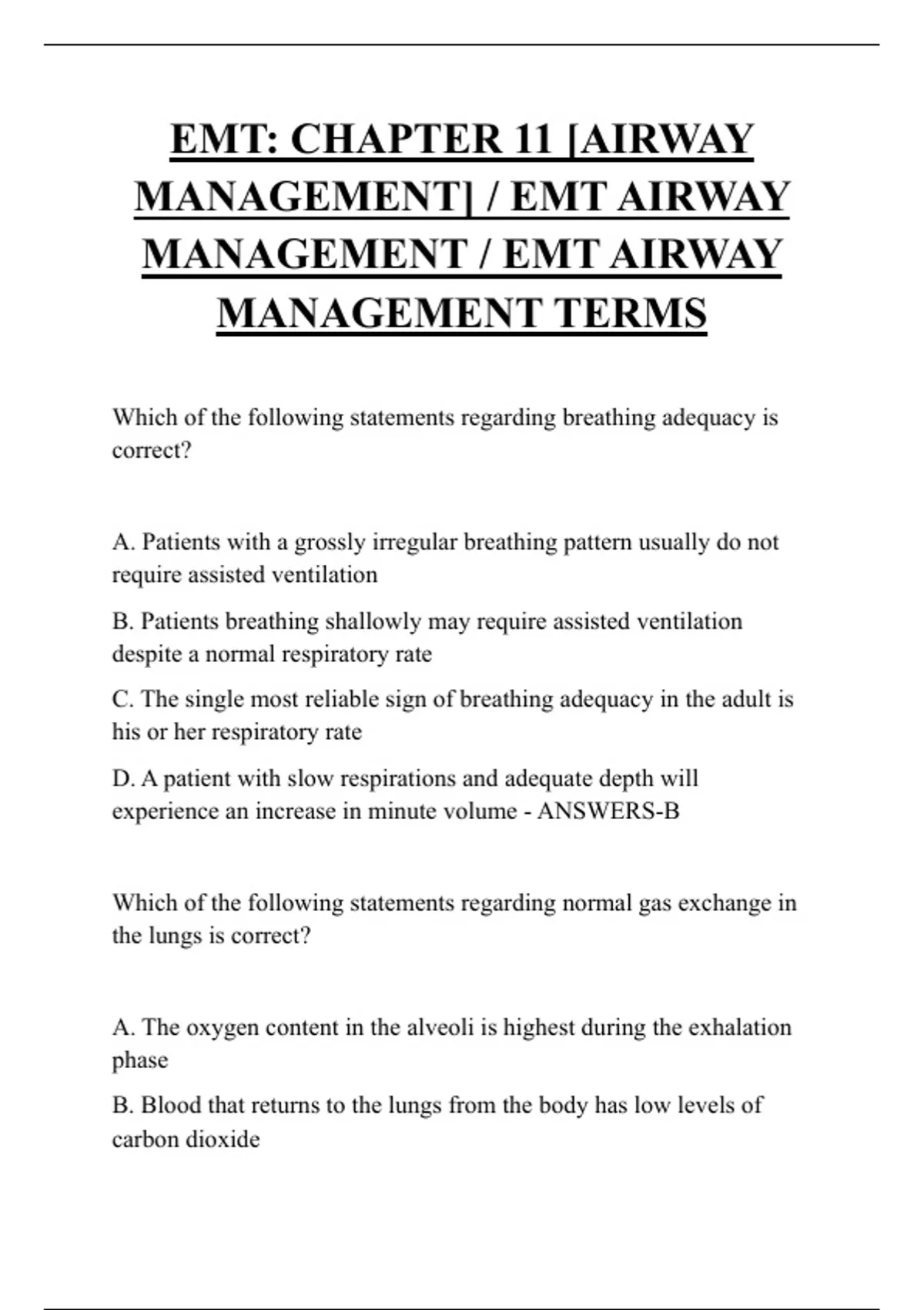 EMT: CHAPTER 11 [AIRWAY MANAGEMENT] / EMT AIRWAY MANAGEMENT / EMT ...