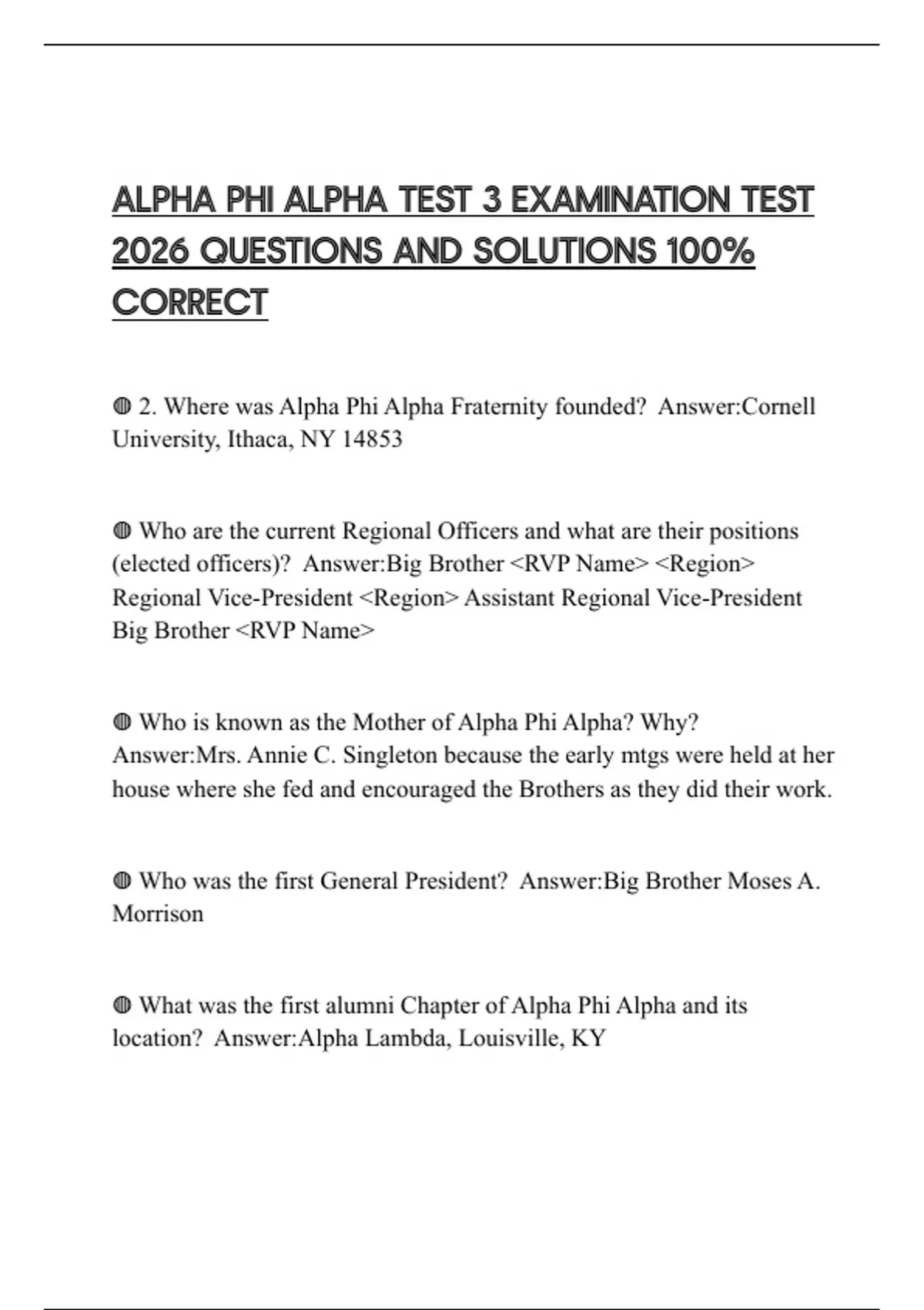 ALPHA PHI ALPHA TEST 3 EXAMINATION TEST 2026 QUESTIONS AND SOLUTIONS ...