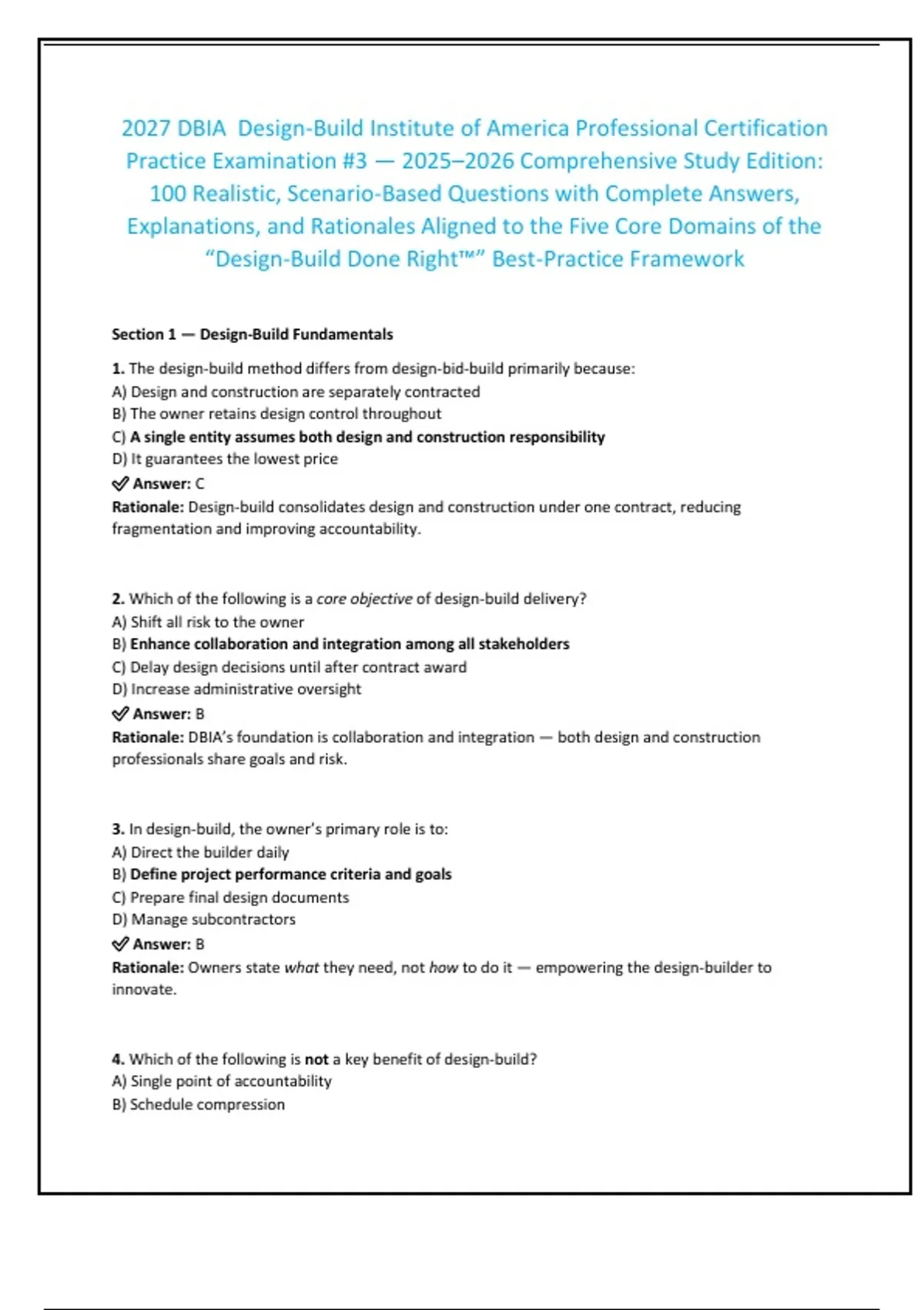 2027 DBIA Design-Build Institute of America Professional Certification ...