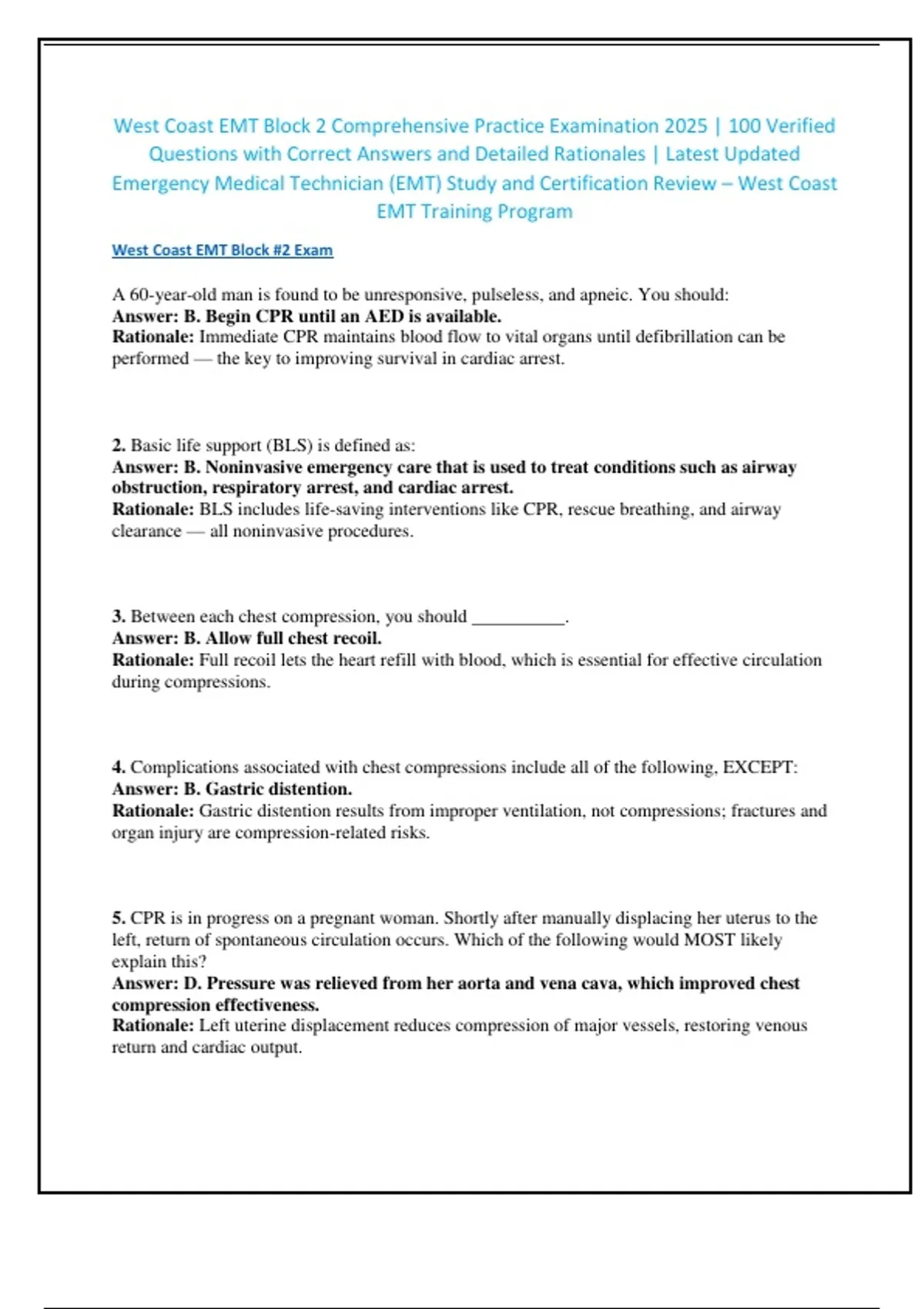 West Coast EMT Complete Block Bundle 2025/2026 | Full EMT Course Study Pack with Exams, Skills ...